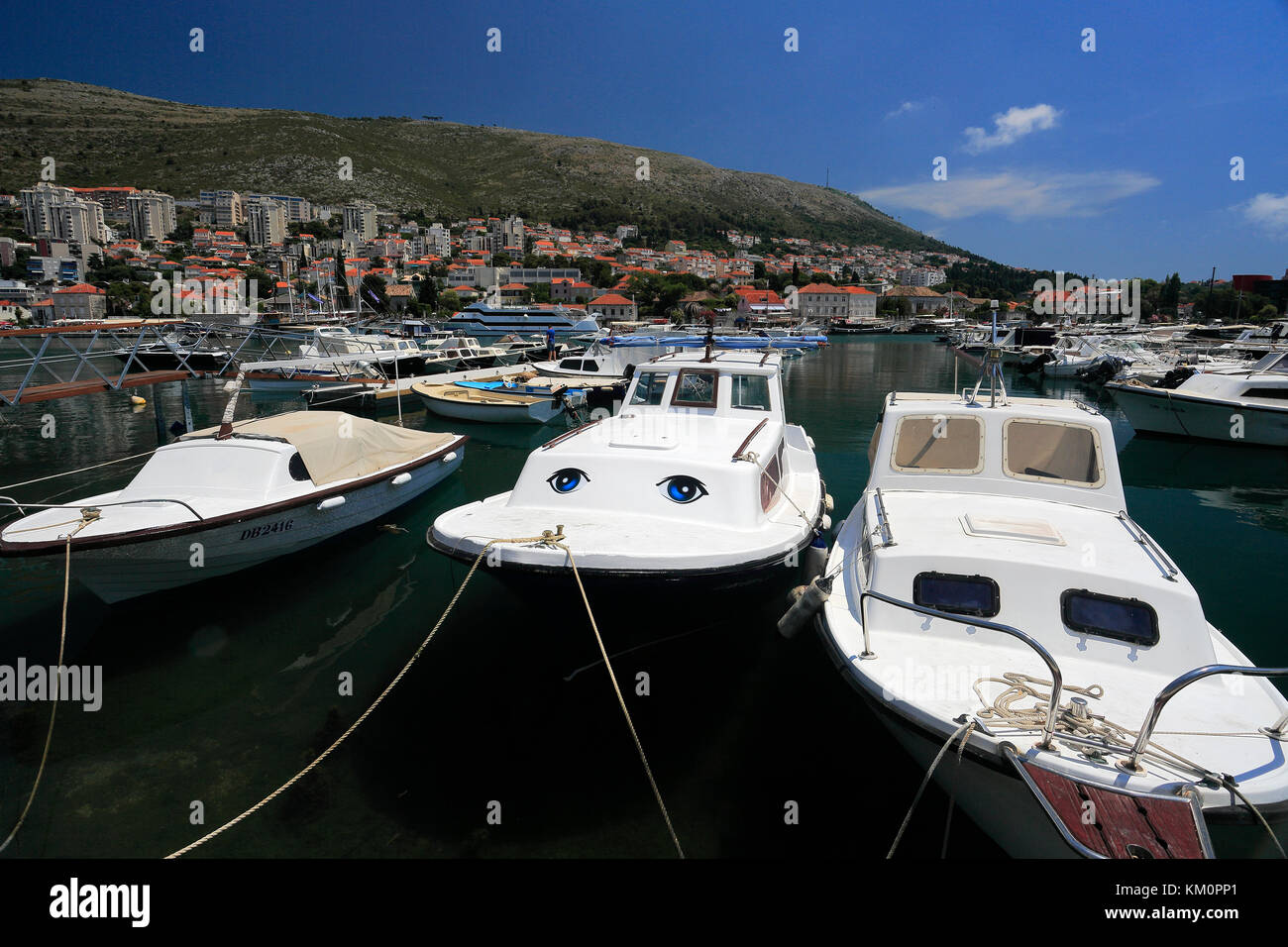 Summer, boats in the Port of Gruz, Lapad town, Dubrovnik, Dubrovnik ...