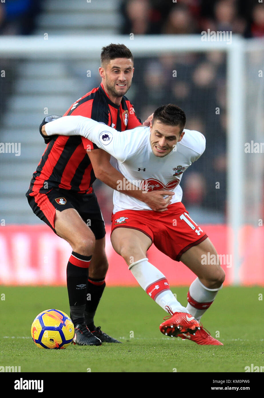 Southampton's Dusan Tadic (right) and AFC Bournemouth's Andrew Surman ...