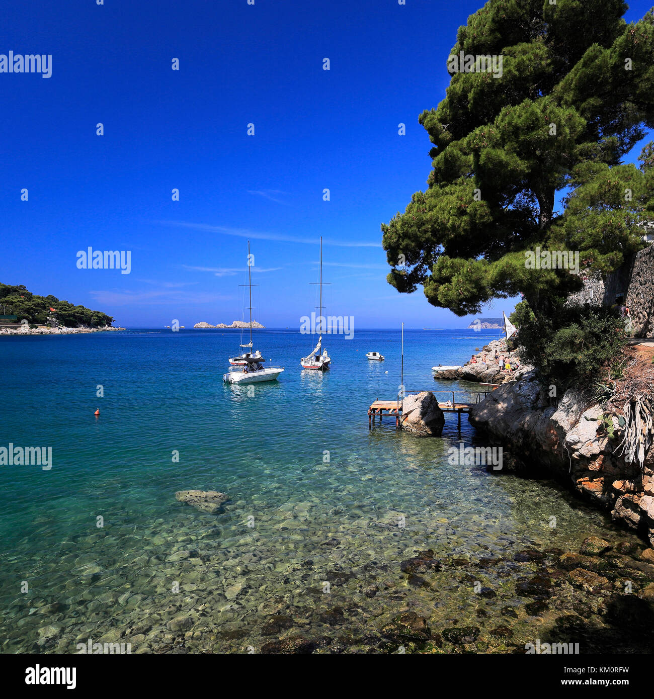 Summer view over Lapad Bay beach, Lapad town, Dubrovnik, Dalmatian ...