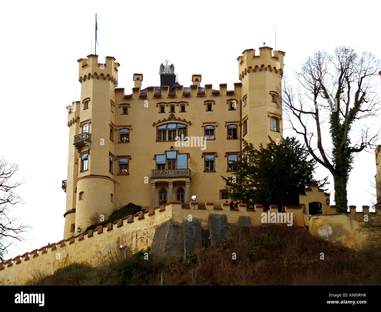 Gorgeous Decorated Facade of Hohenschwangau among fall foliage, Fussen ...