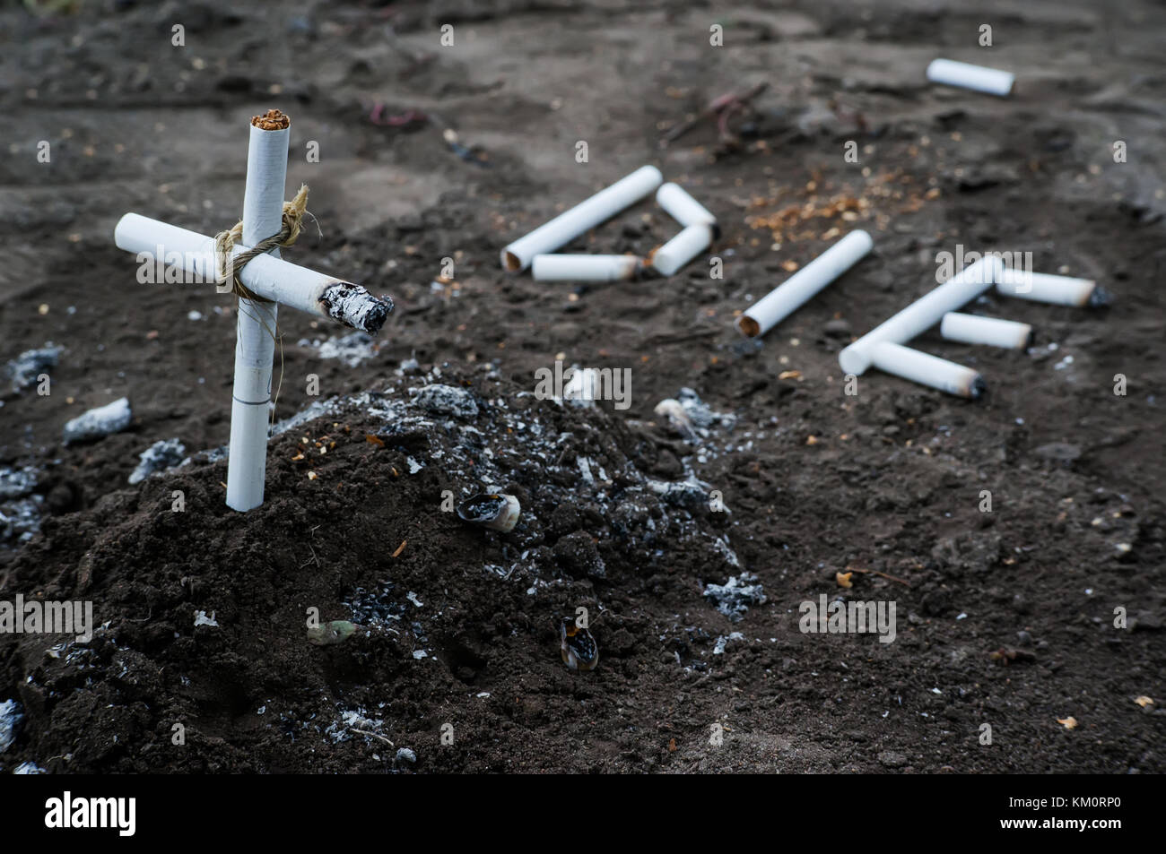 the word die written cigarettes. The dangers of Smoking. Anti tobacco a ...