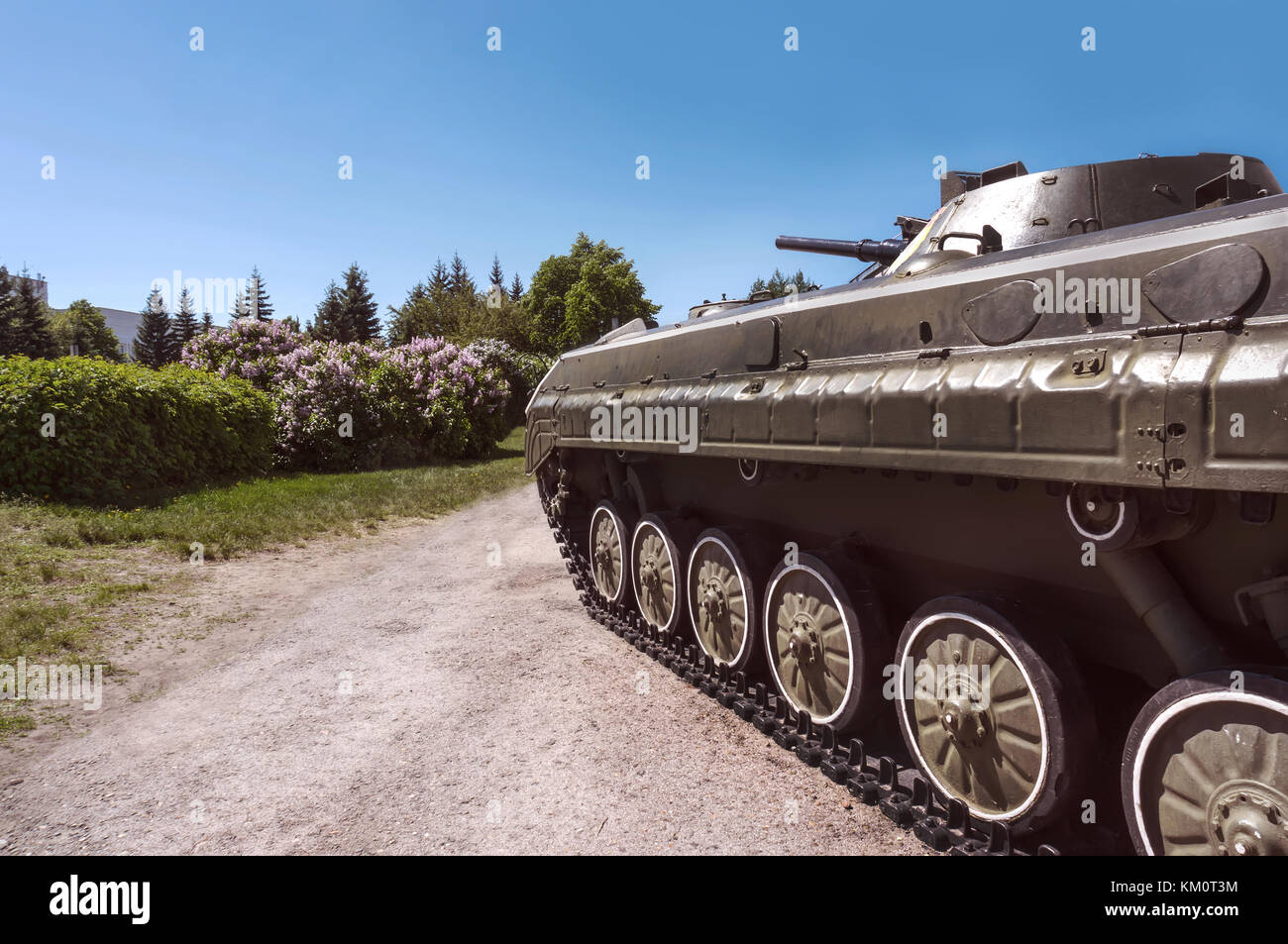 Russian infantry light tank BMP-2 on a country road Stock Photo - Alamy
