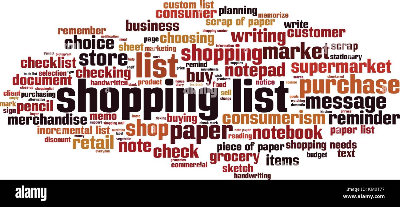 Shopping list word cloud concept. Vector illustration Stock Vector ...
