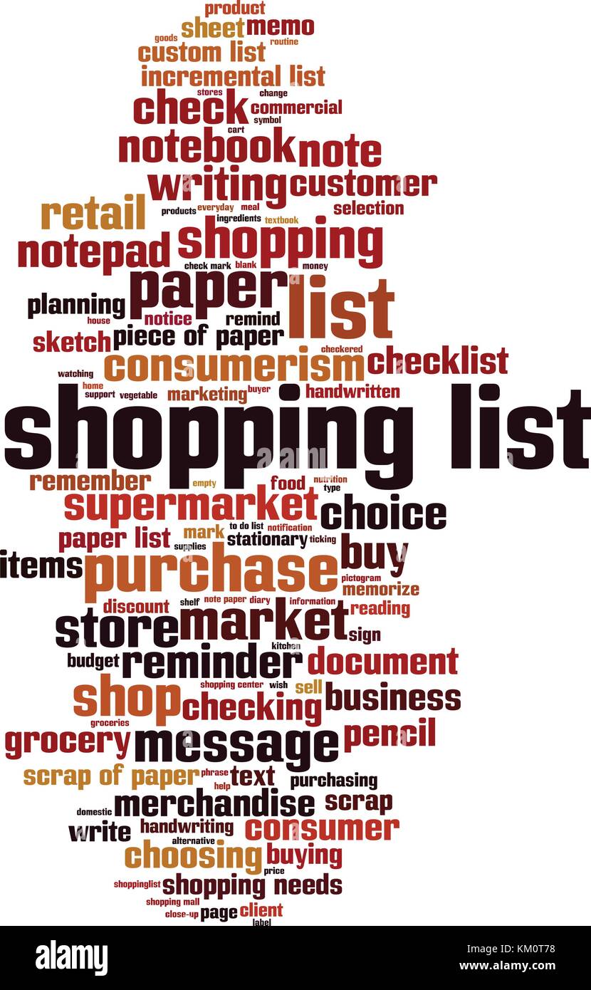 Shopping list word cloud concept. Vector illustration Stock Vector ...