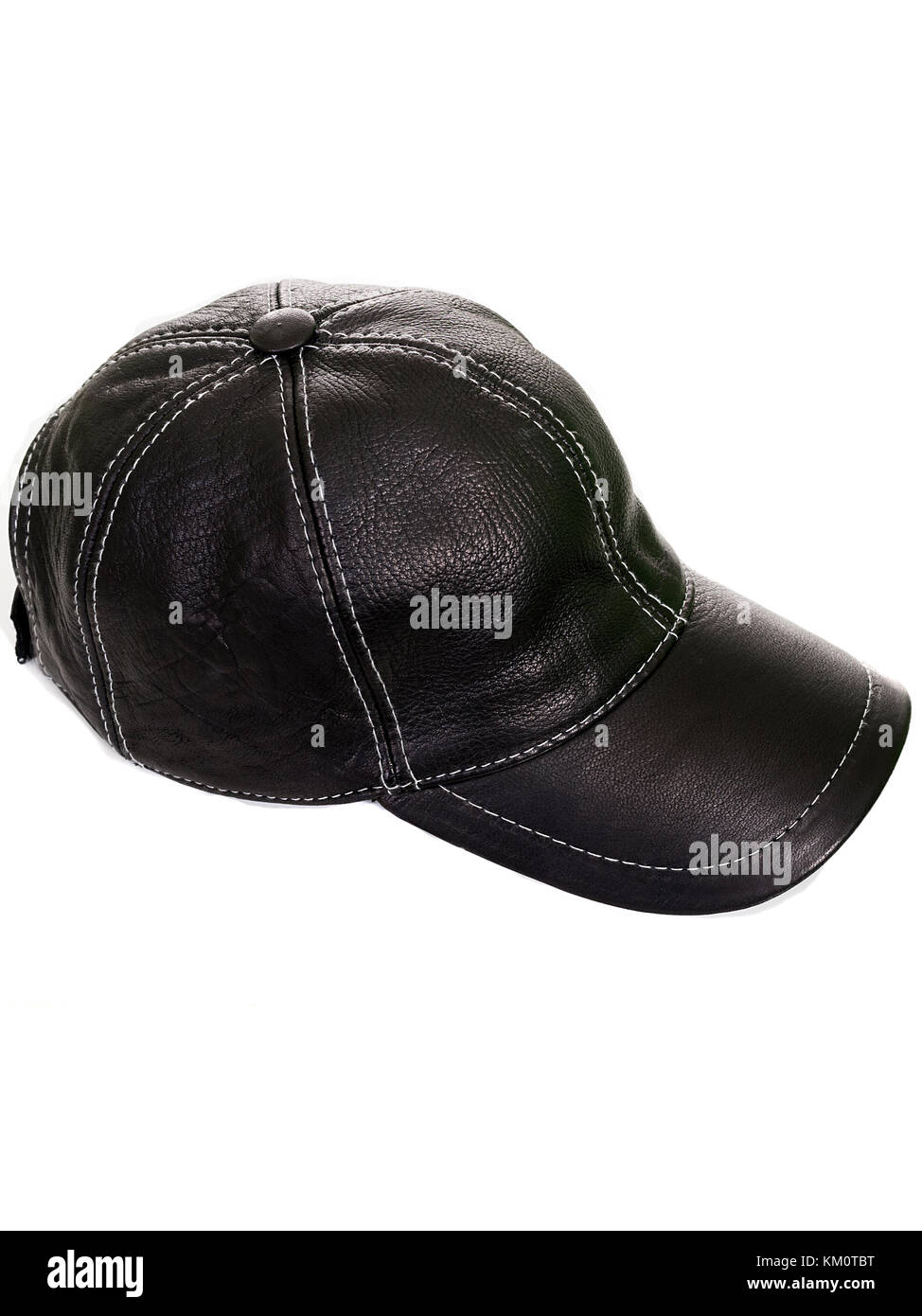 men's leather cap with a white background isolated Stock Photo - Alamy