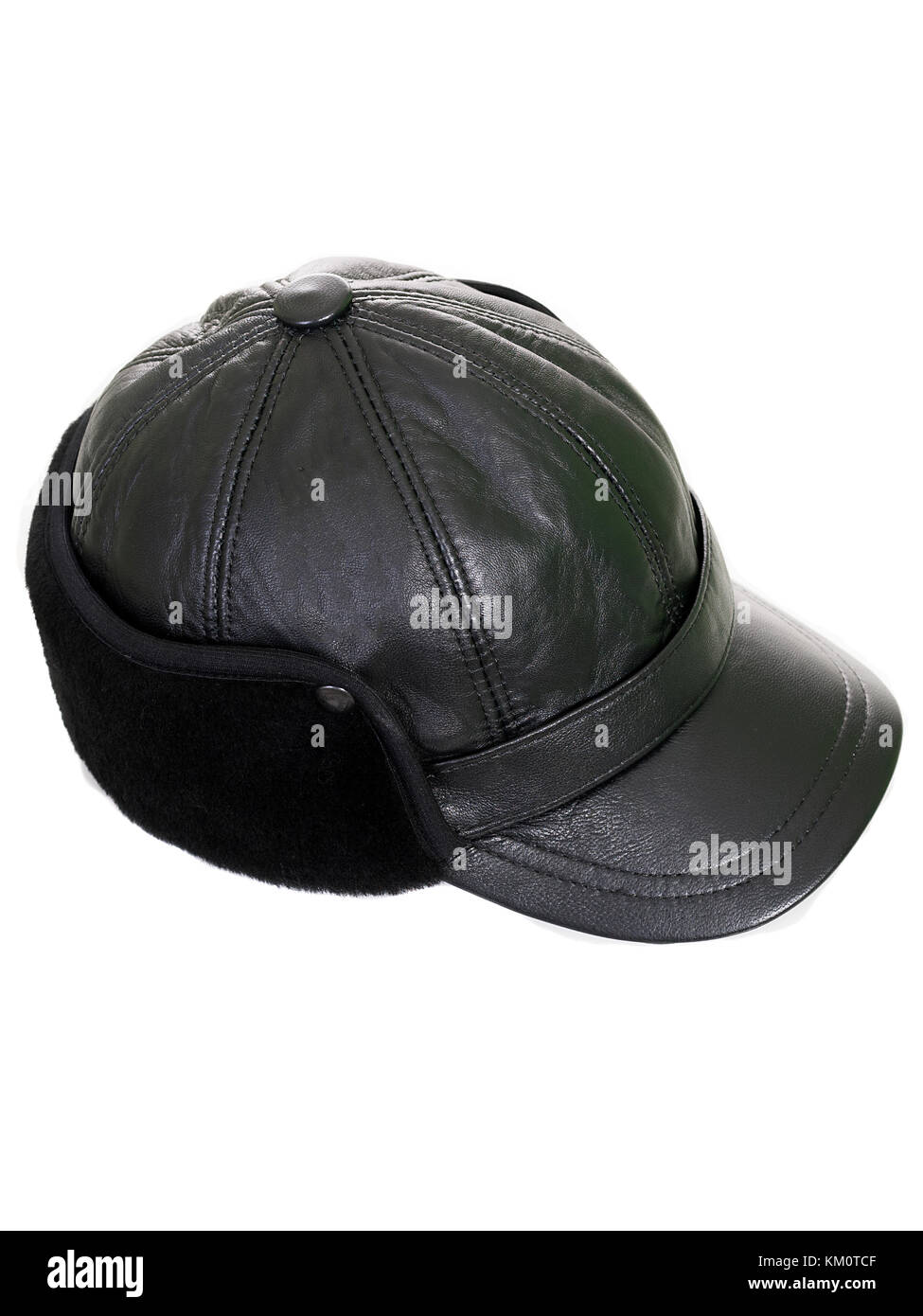 men's leather cap with a white background isolated Stock Photo - Alamy