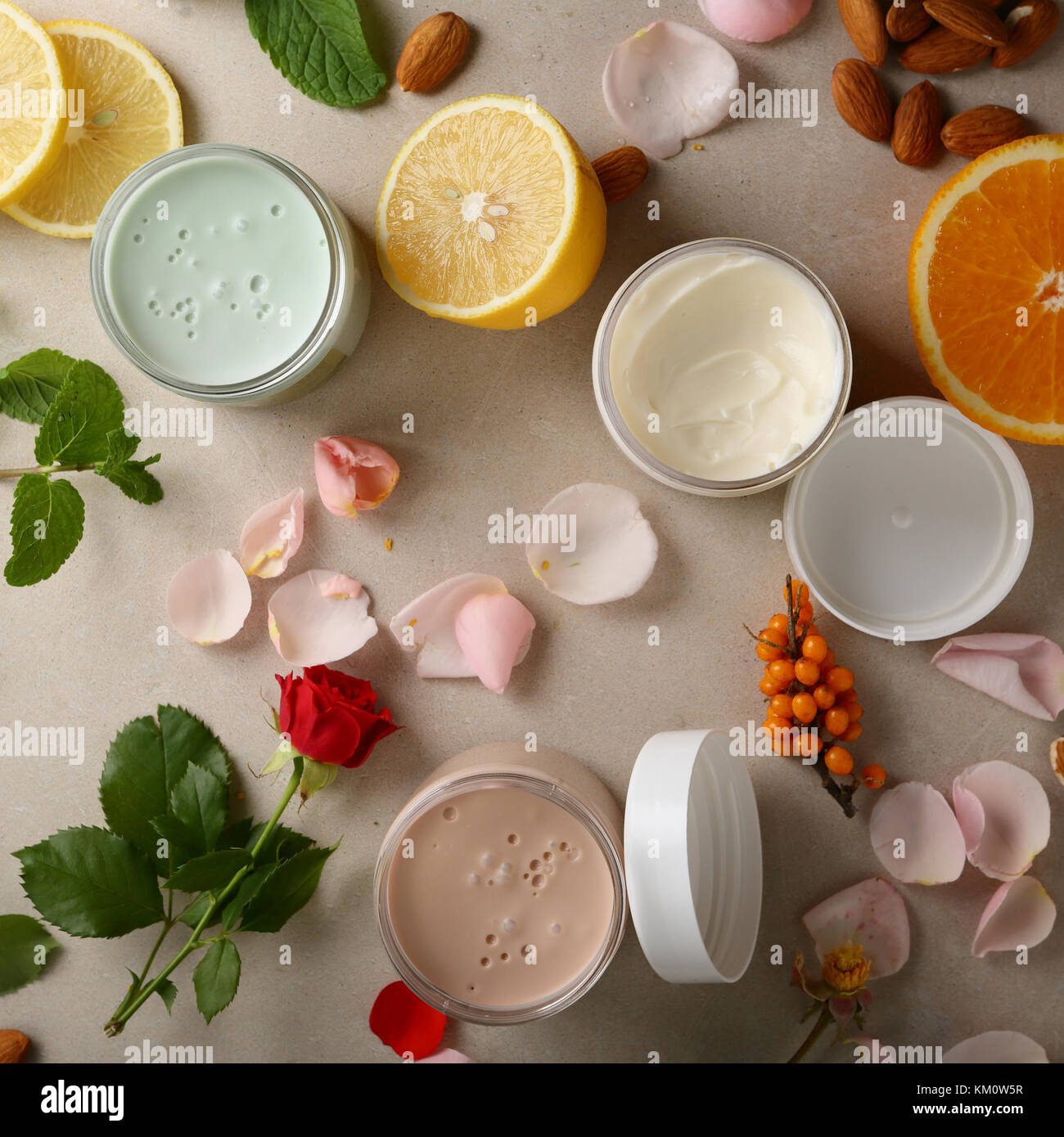 Set of cosmetic creme in jars Stock Photo - Alamy