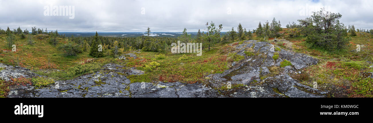 Mountains, forests, lakes panoramic view in autumn. Fall colors - ruska ...
