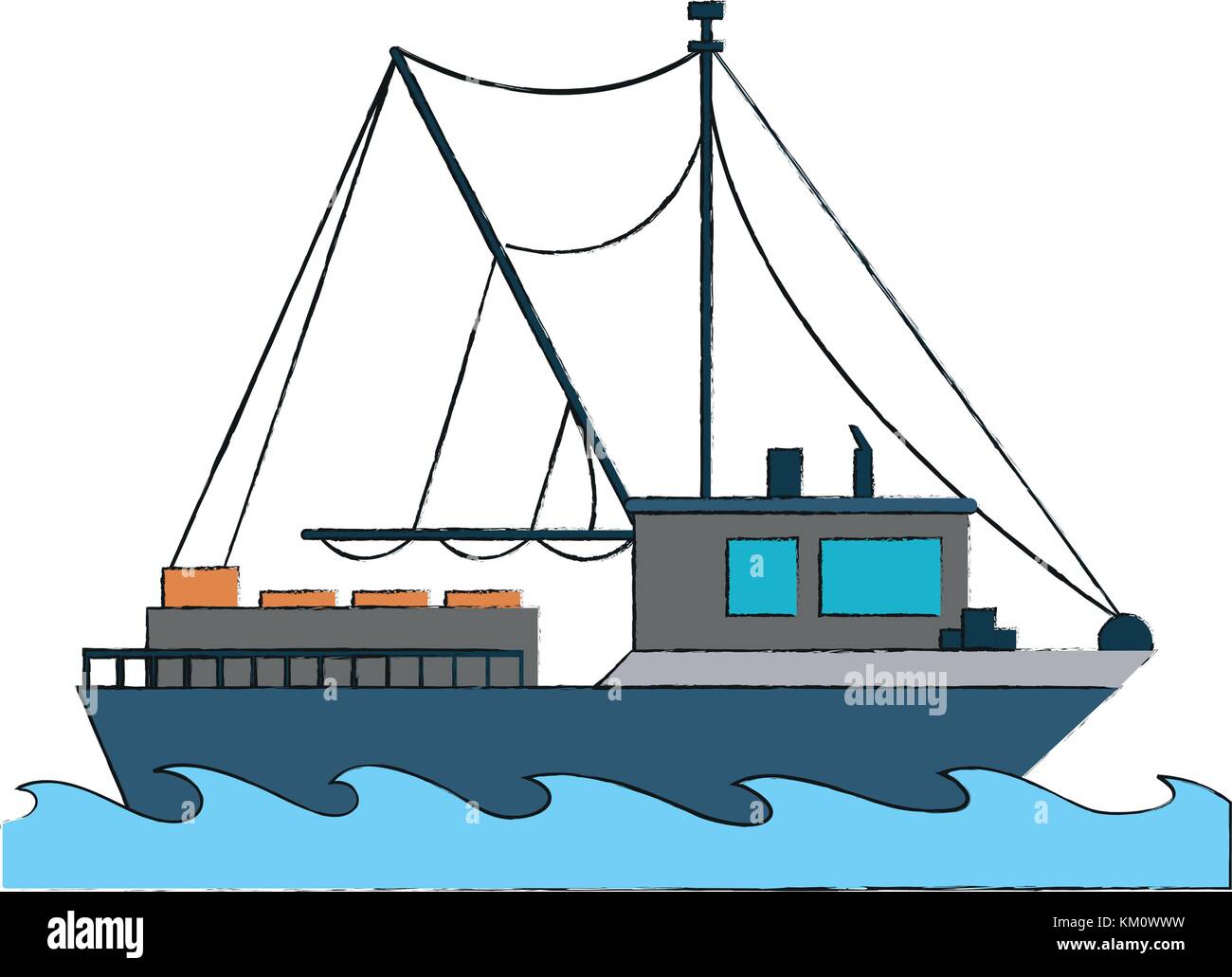 Fishing ship isolated Stock Vector Image & Art - Alamy