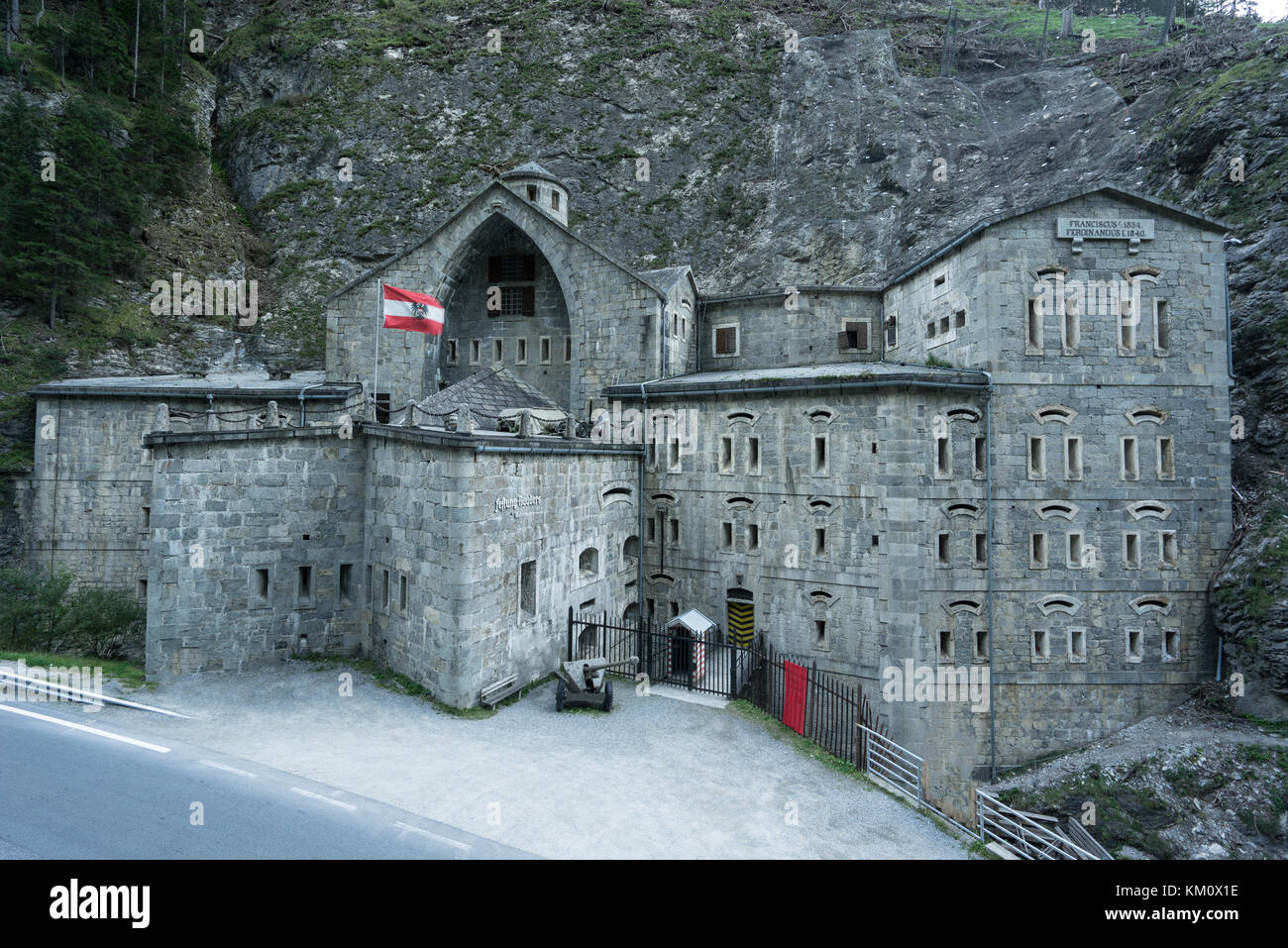 Fortress Strassensperre Nauders is built in to the rock, Austria, Tyrol ...