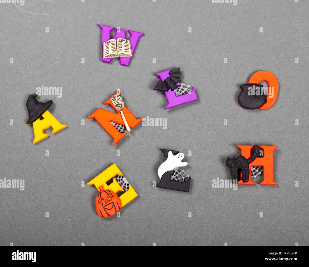 colorful halloween decorated plastic alphabetic letters Stock Photo - Alamy