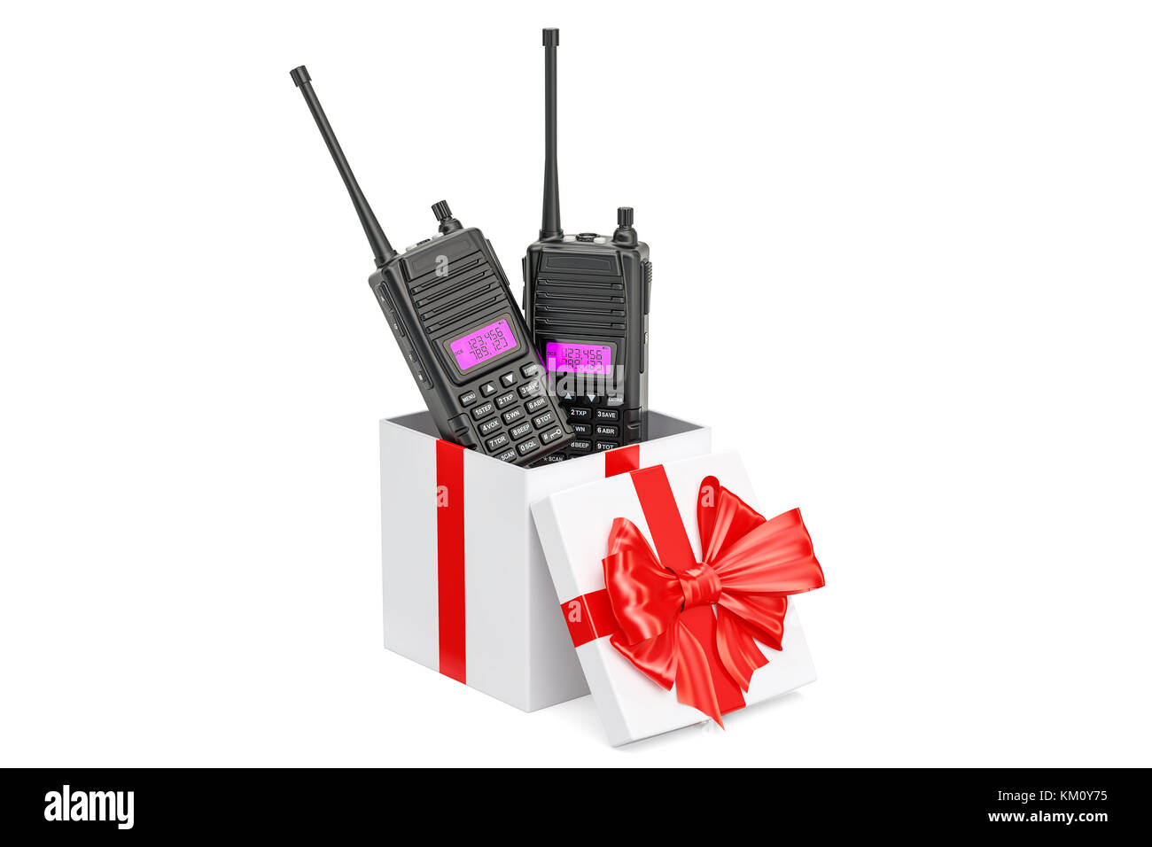 Portable radios walkie-talkie inside gift box, gift concept. 3D ...