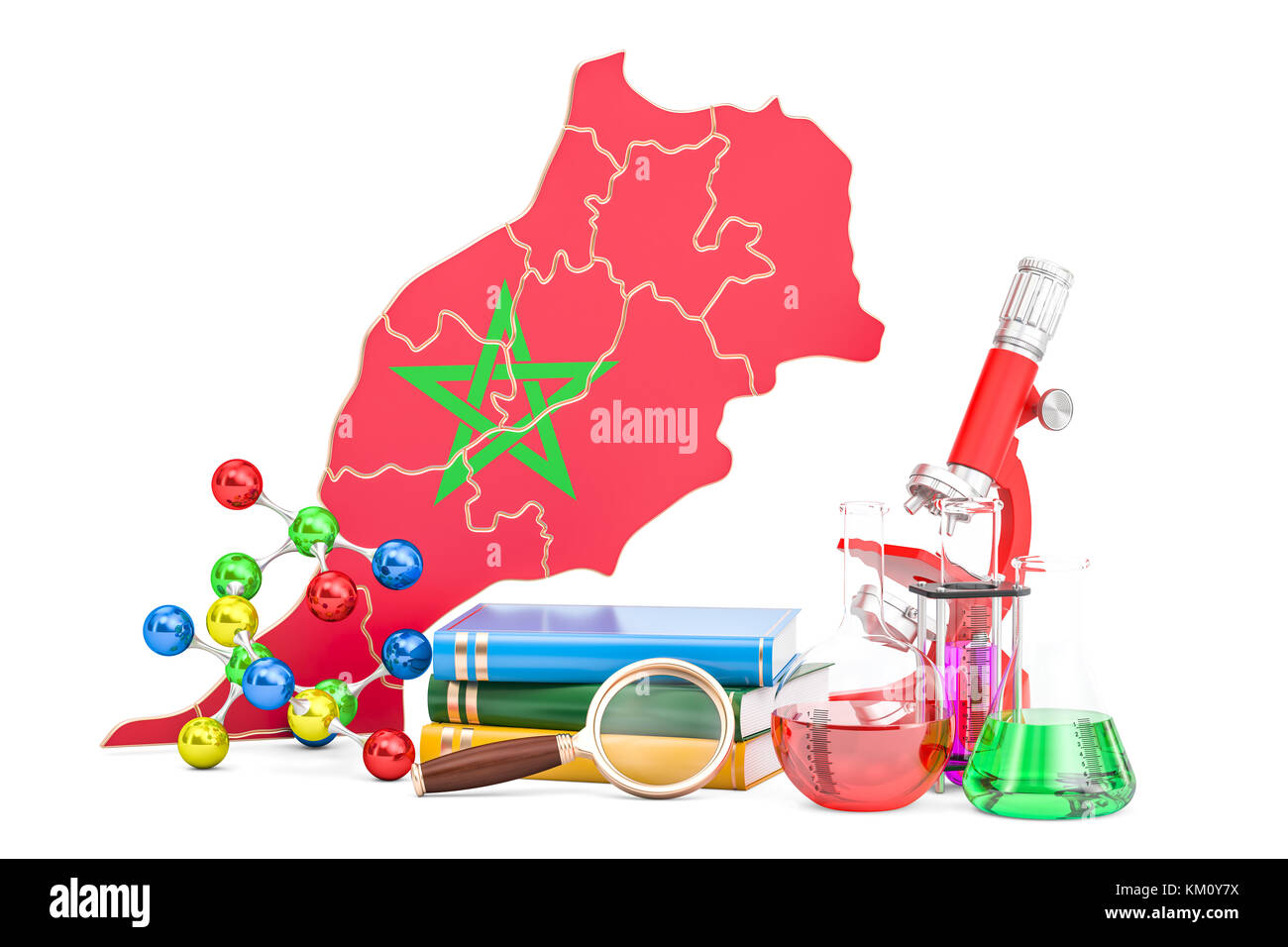 Scientific research in Morocco concept, 3D rendering isolated on white ...