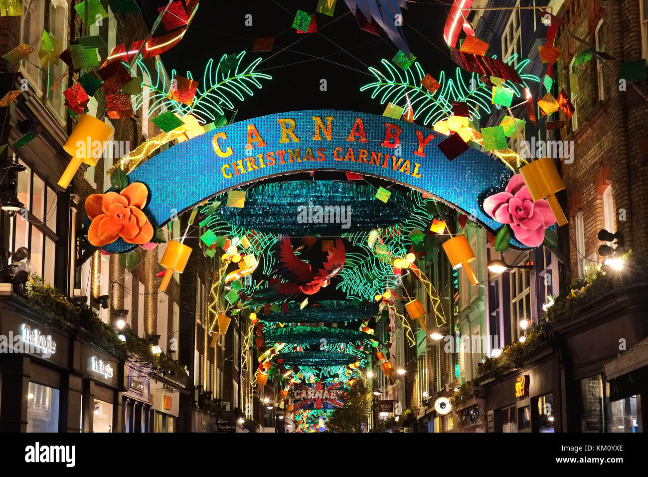 The world famous Carnaby Street In London with it's 2017 Christmas ...