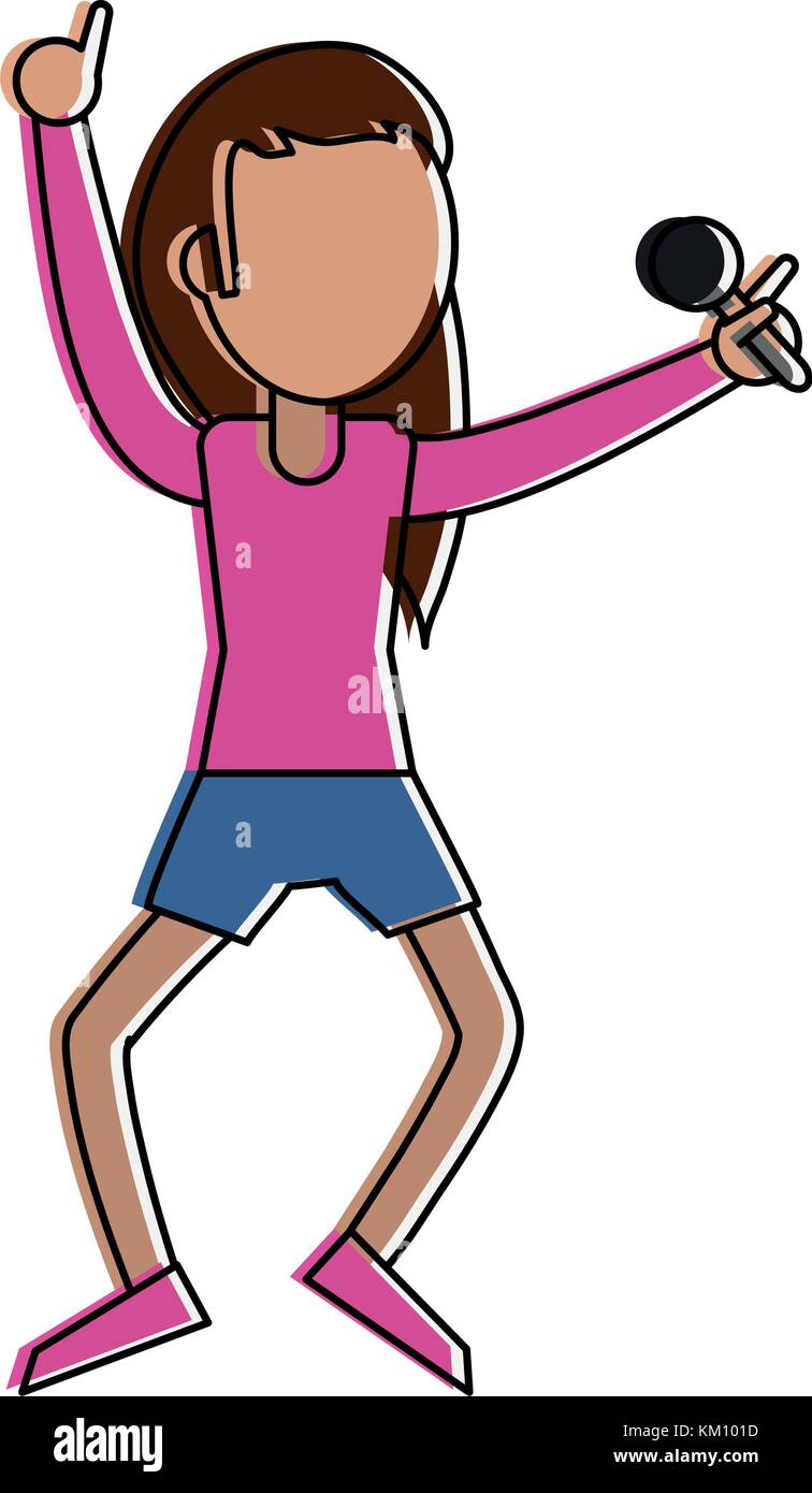 Young woman happy in karaoke cartoon Stock Vector Image & Art - Alamy