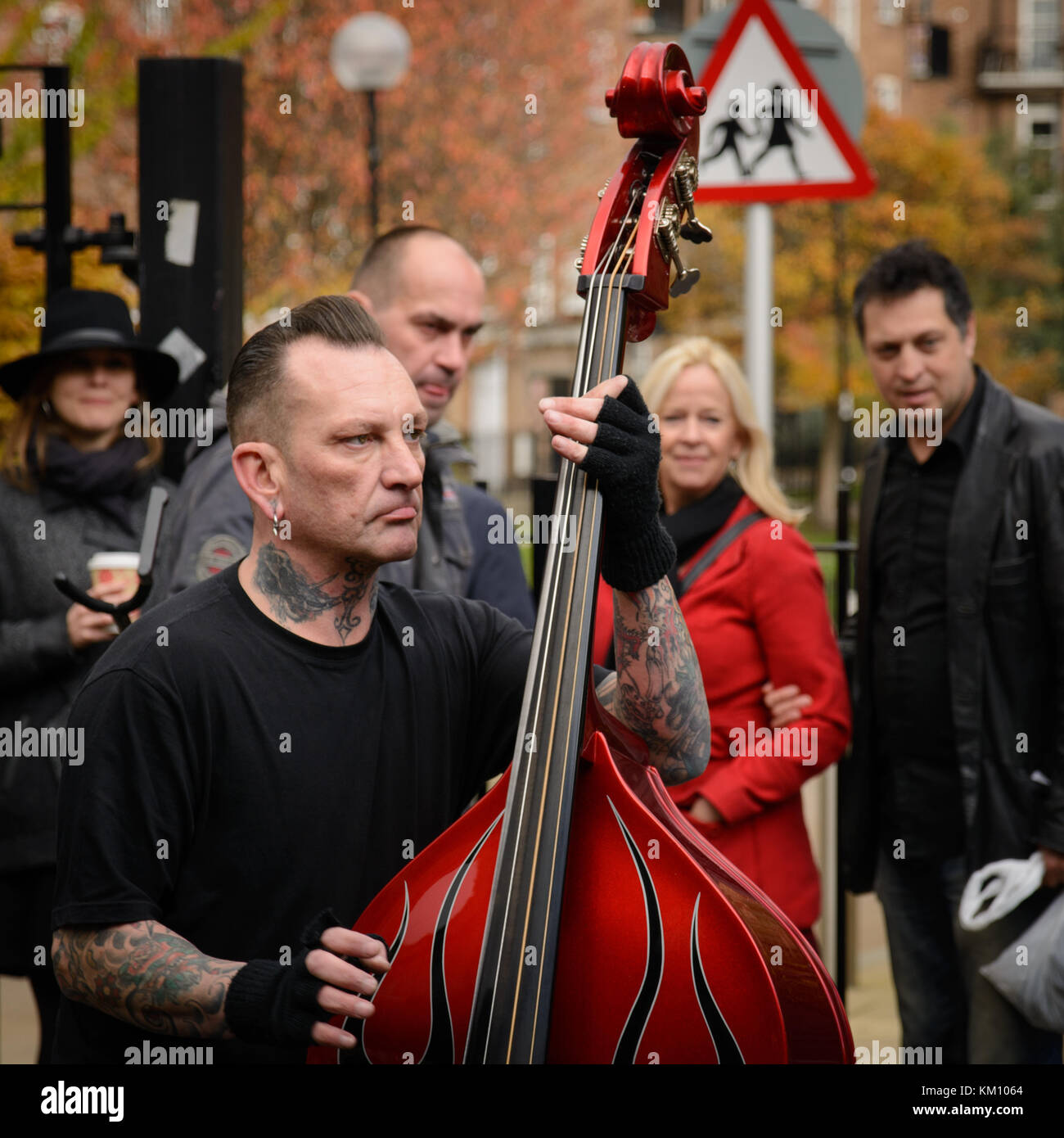 Street musician in Portobello Road. London, 2015. Square format Stock ...