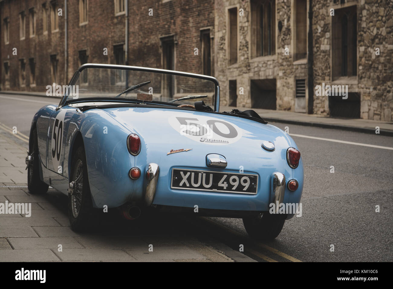 Vintage sport convertible car in Cambridge (UK). 2016. Landscape format ...