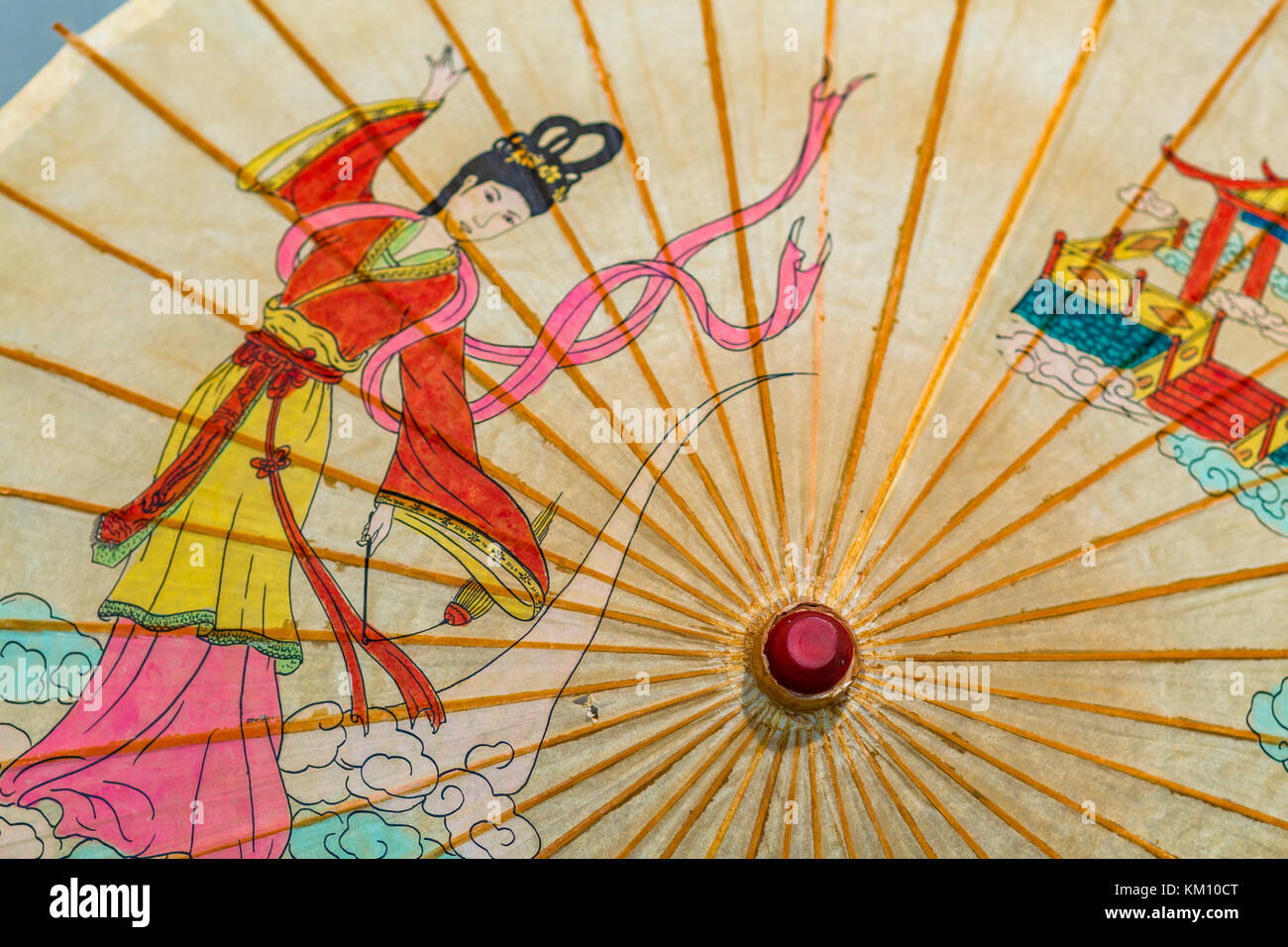 oriental parasol with drawings on the rice paper Stock Photo - Alamy