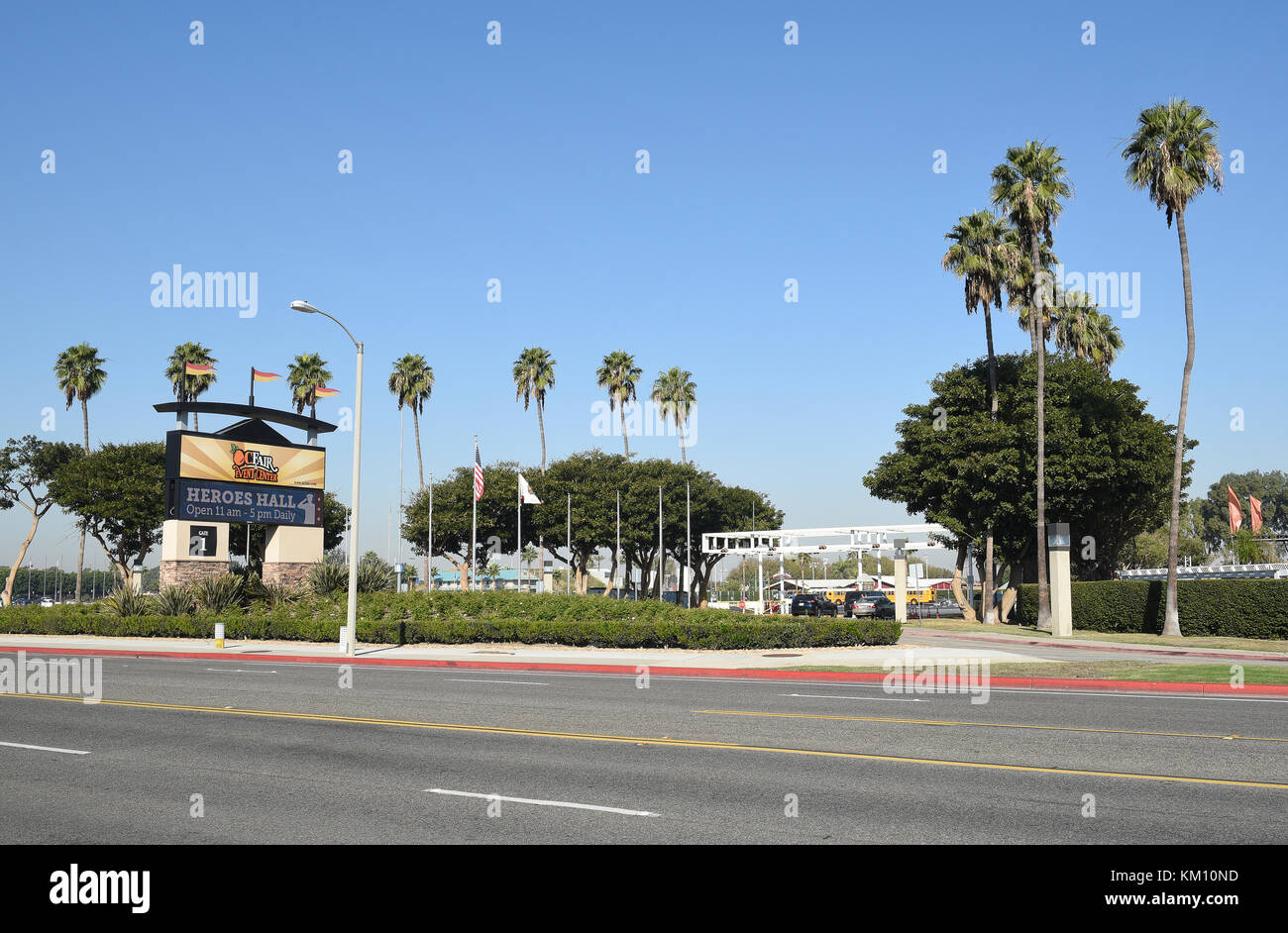 COSTA MESA, CA - DEC 1, 2017: OC Fair and Event Center main gate. The ...