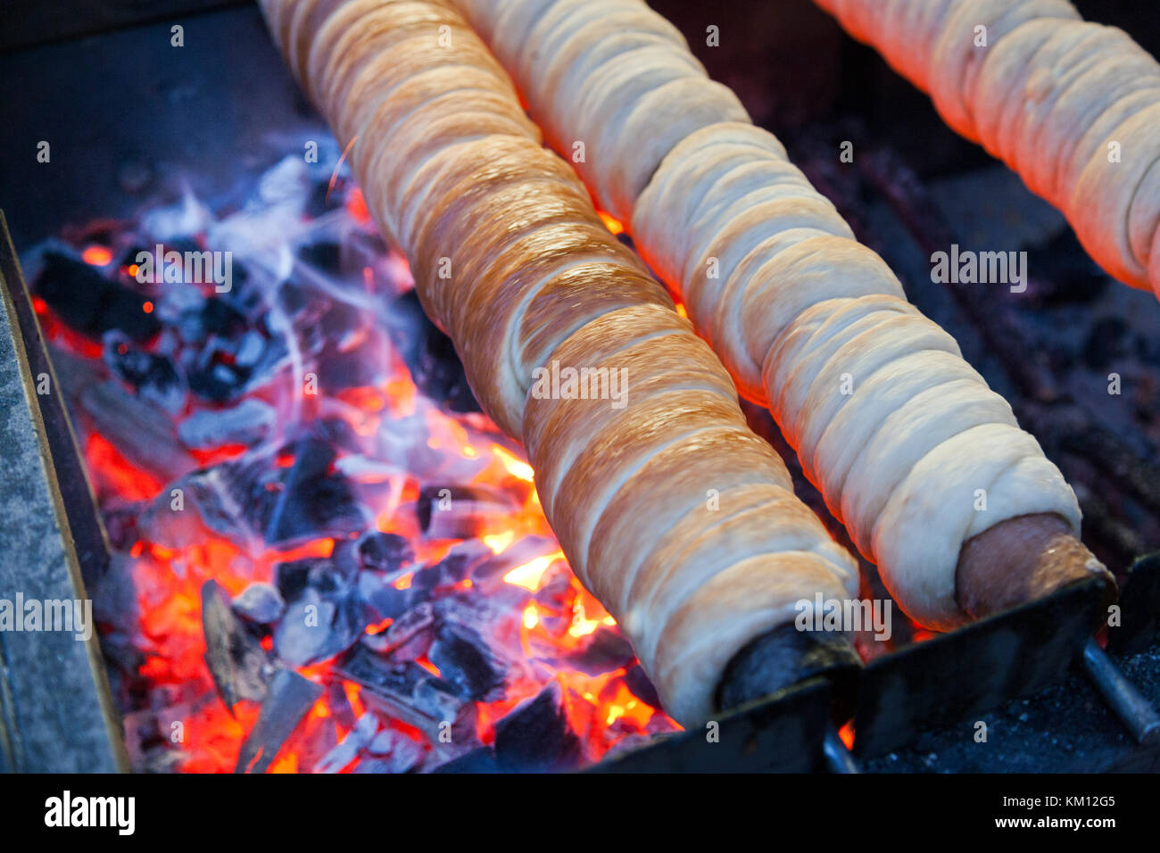 chimney cake called trdelnik or trdlo, christmas market, Wenceslas ...