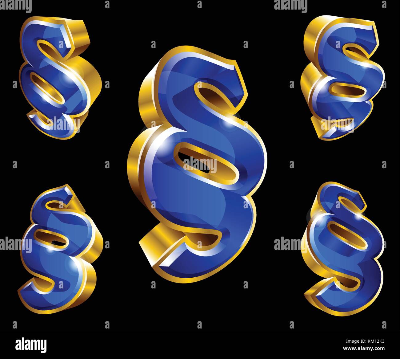 Vector gold set of paragraph sign in 3D style with different angles ...