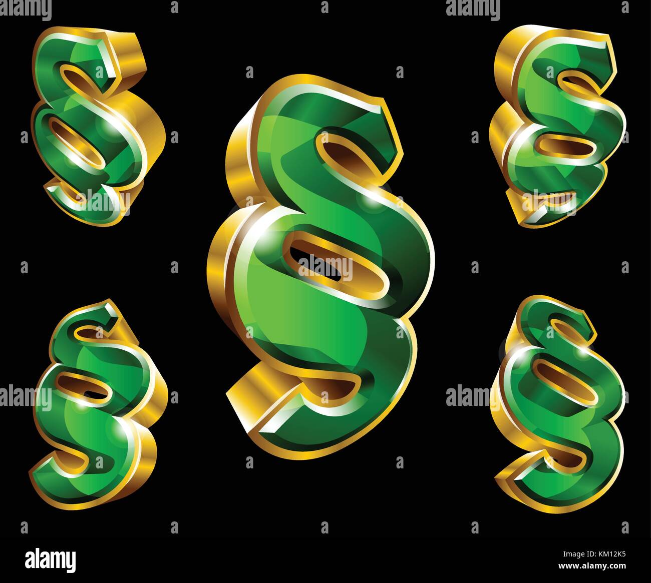 Vector golden paragraph sign in 3D style with different angles isolated ...