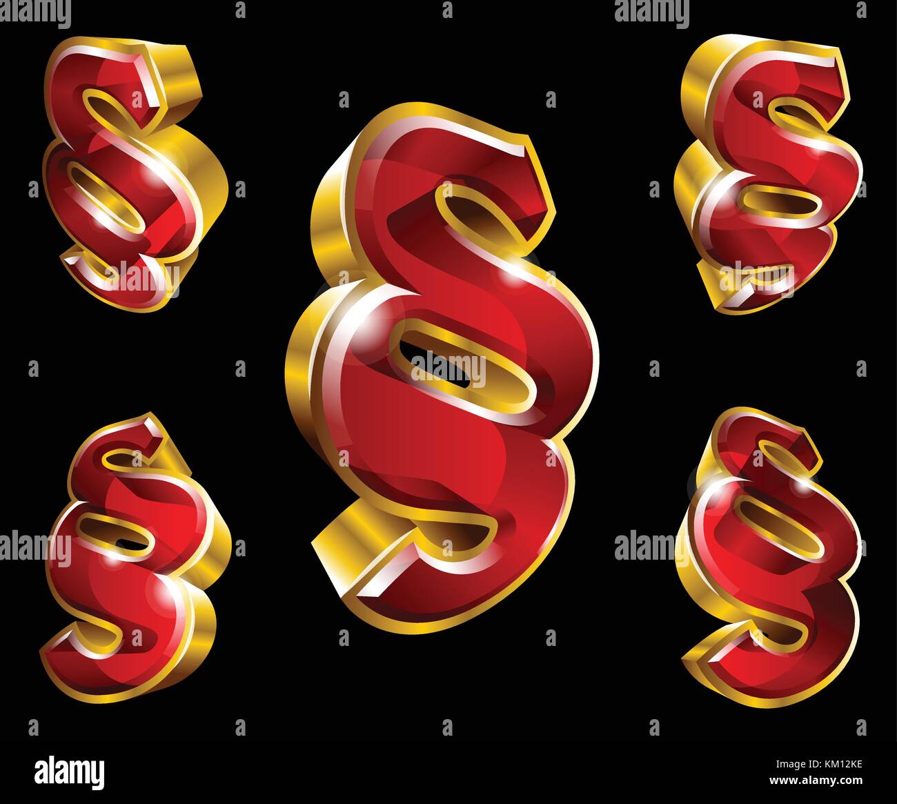 Vector golden paragraph sign in 3D style with different angles isolated ...