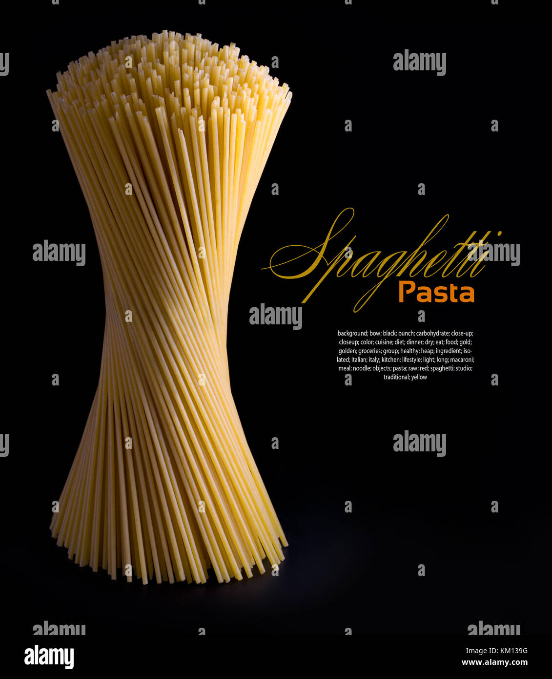 Bunch of spaghetti isolated on black Stock Photo - Alamy