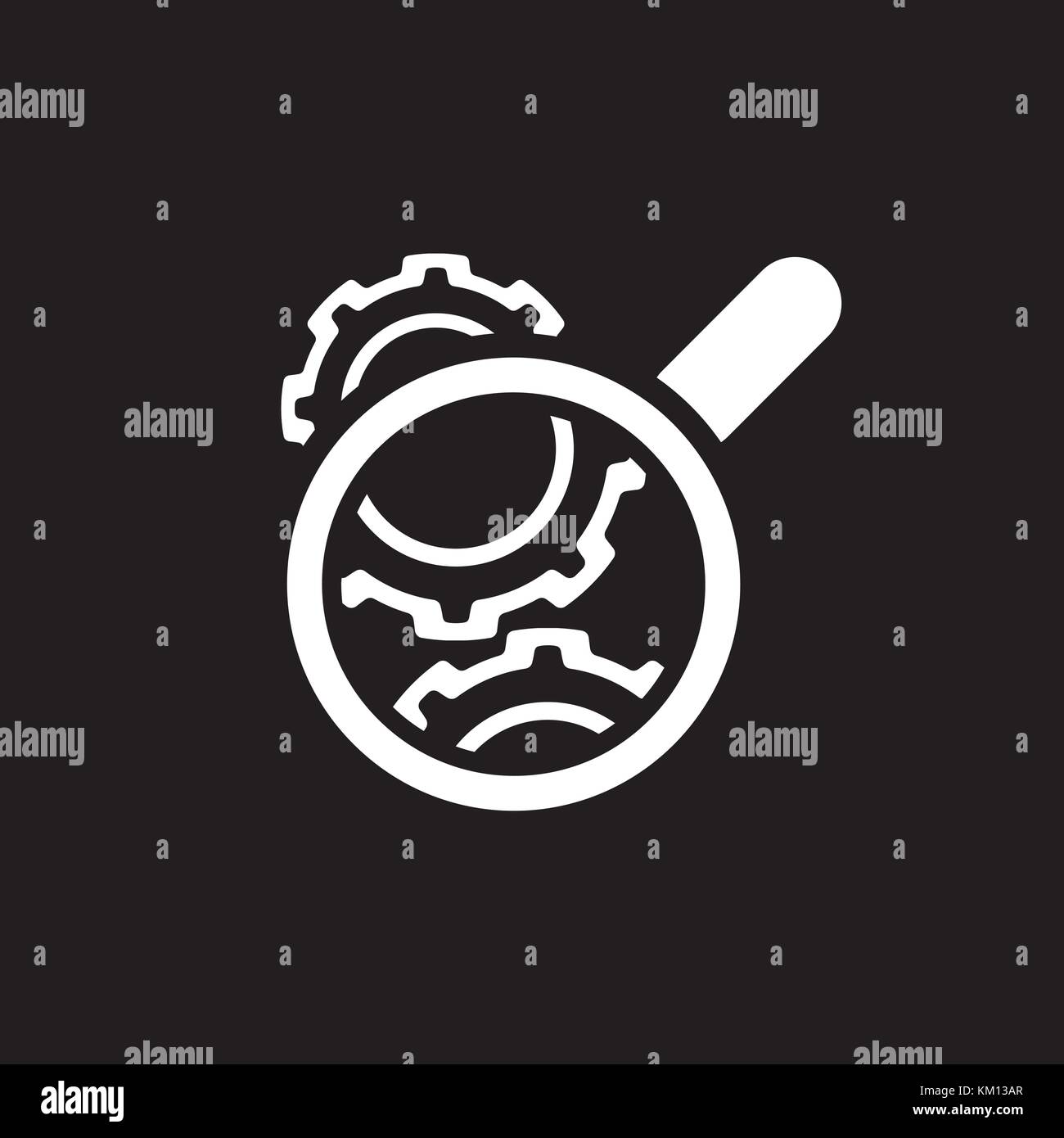 Cog Wheels Inspection Icon. Gears and Magnifier. Engineering Symbol ...