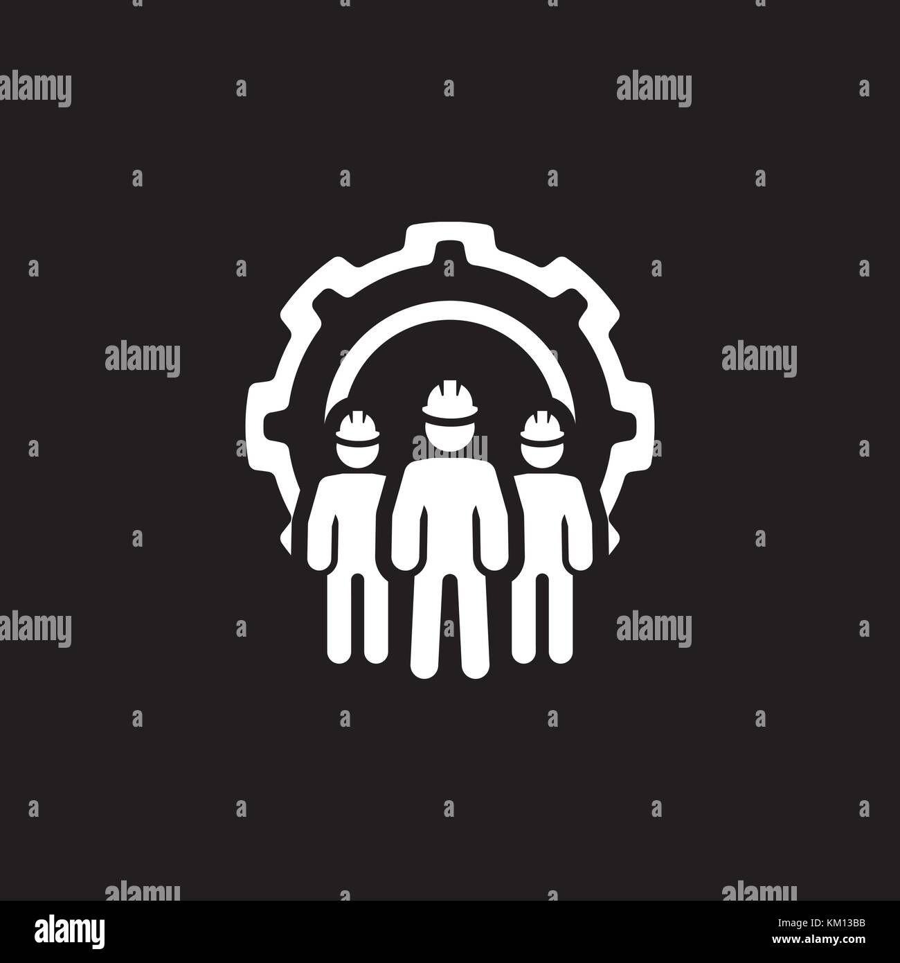 Engineering Team Icon. Three Men and Cog Wheel. Development Symbol ...