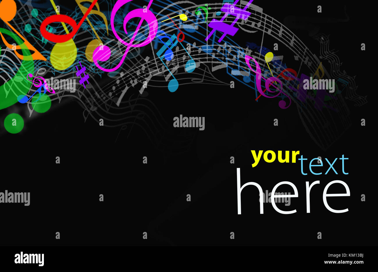 musical sounds in the black background Stock Photo - Alamy