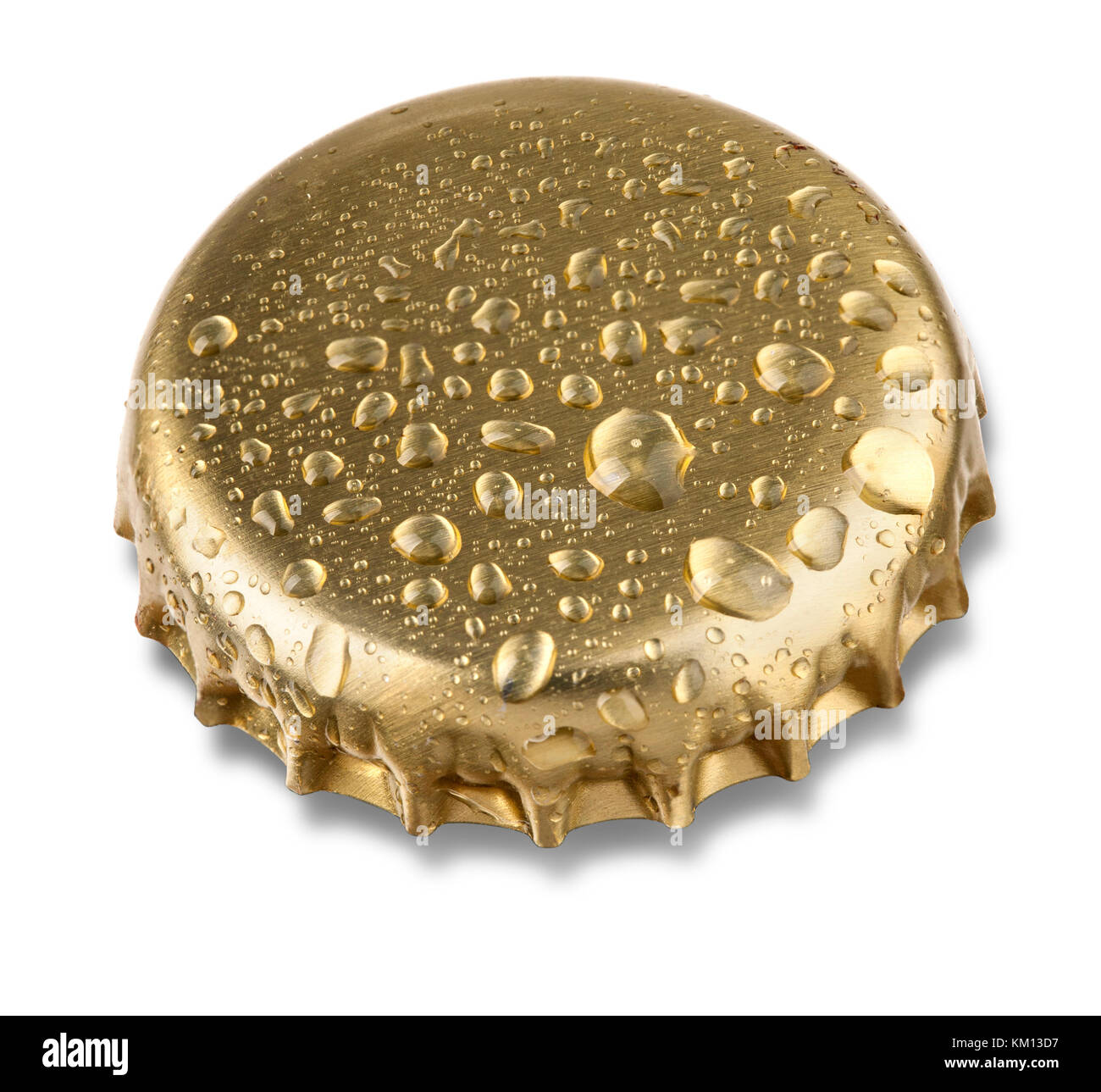 beer bottle cap close up macro Isolated on white background with ...