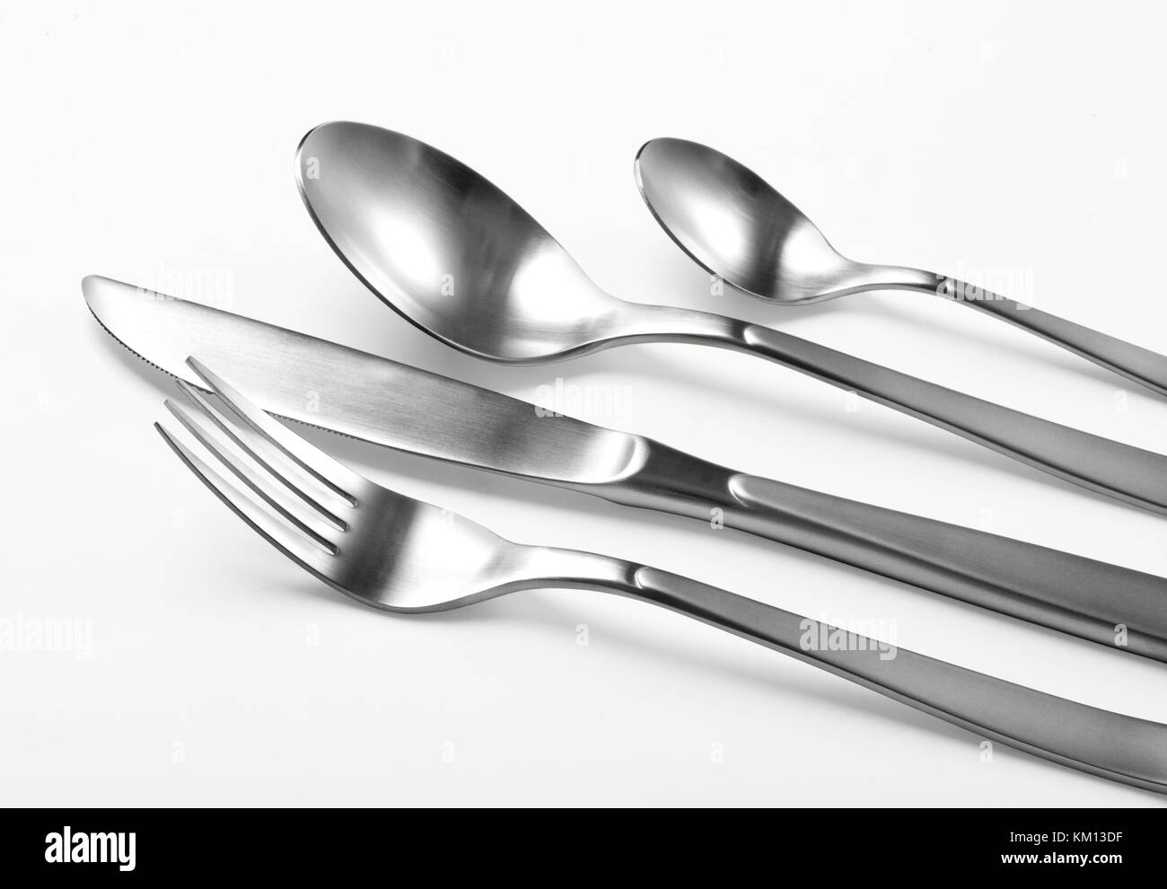 Cutlery set with Fork, Knife and Spoon isolated with clipping path ...