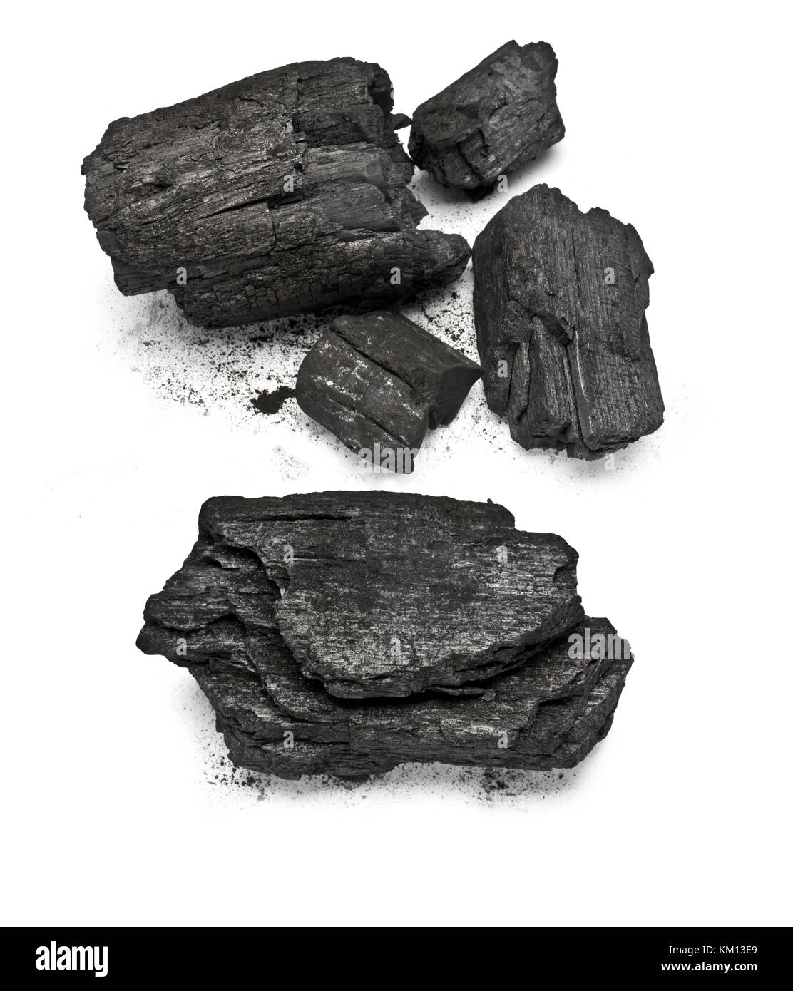 many pieces of charcoal isolated on white background Stock Photo - Alamy