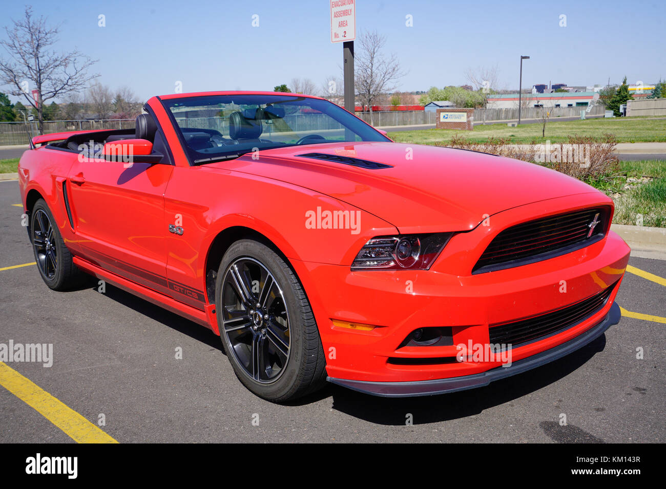 Red American powerful cabrio car Stock Photo - Alamy