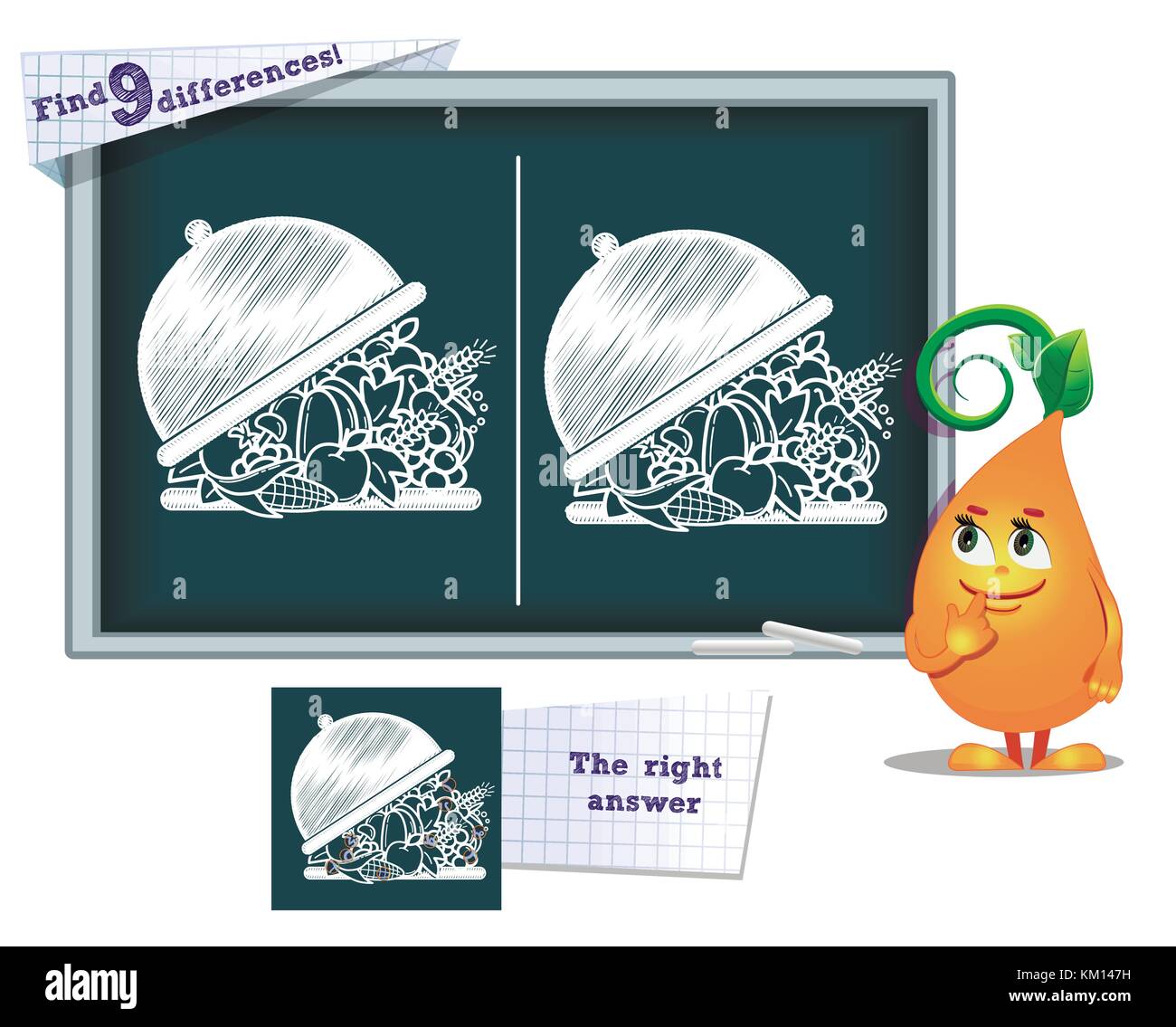 visual game for children and adults. Task to find 9 differences in the ...