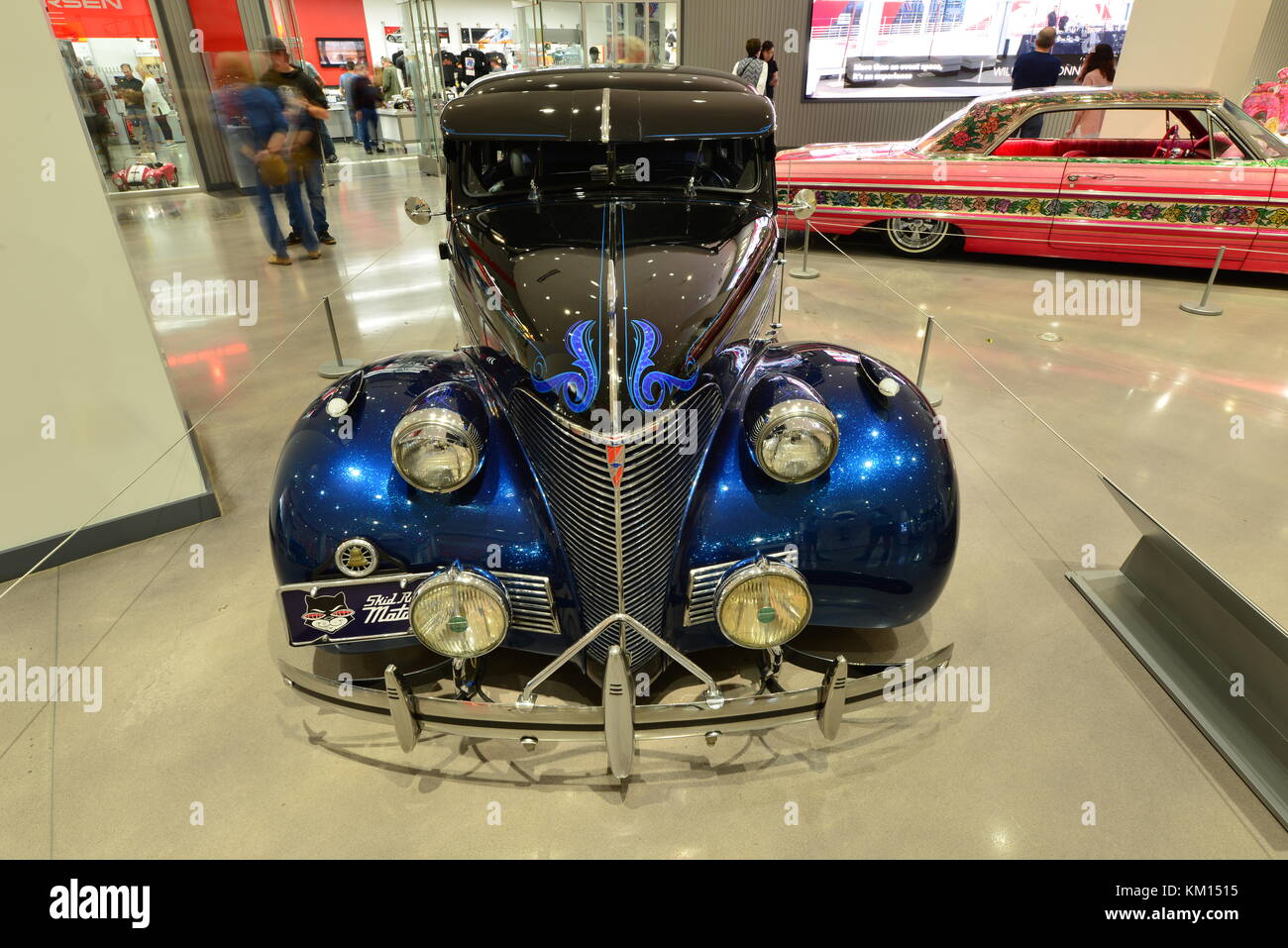 A blue American Custom car Stock Photo - Alamy