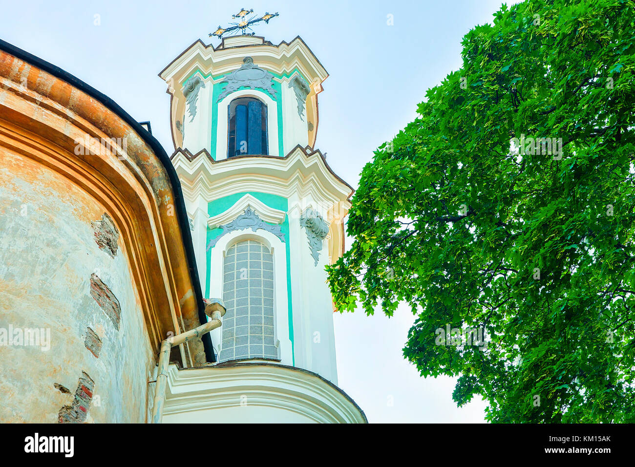 Spire of the Church and monastery of Holy Trinity in the Old city of ...