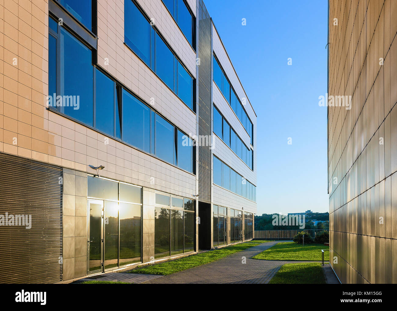 Complex of new residential buildings with outdoor facilities and ...