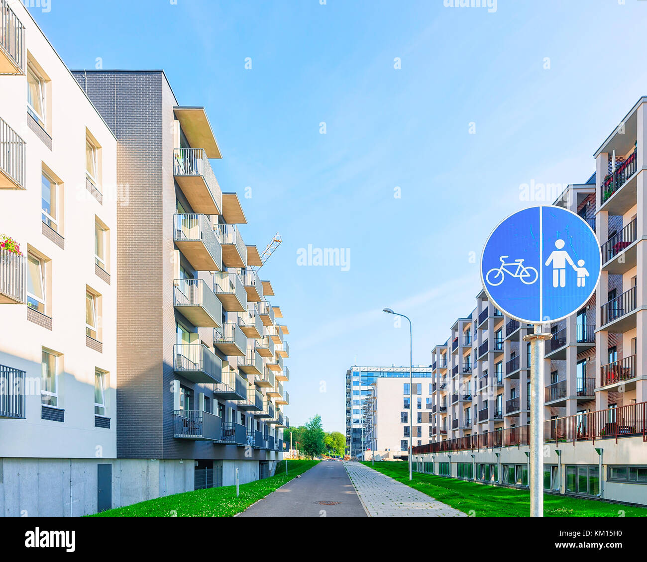 Complex of new apartment residential buildings with outdoor facilities ...