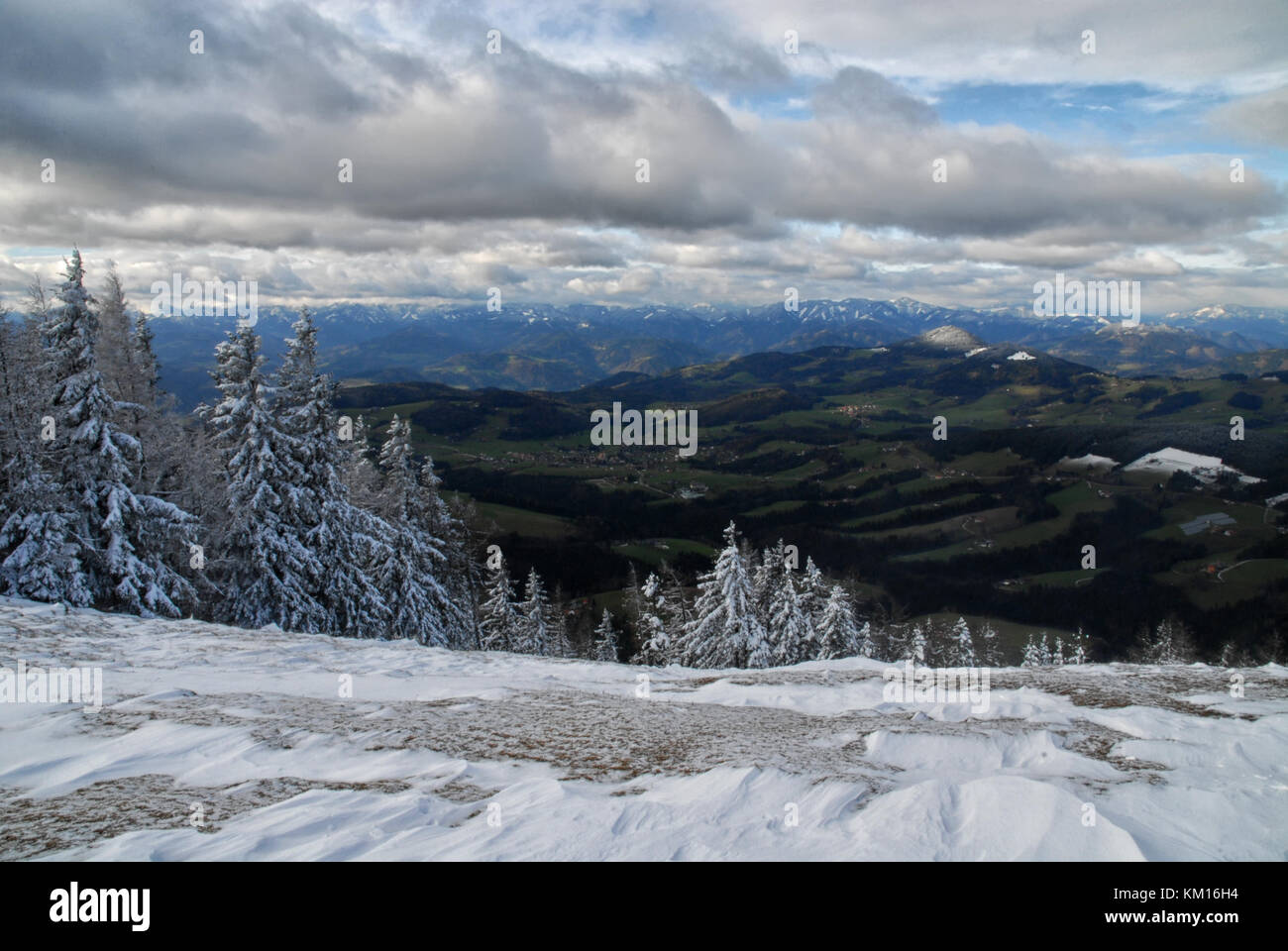 Visible snowline on mountain Schöckl, Austria Stock Photo - Alamy