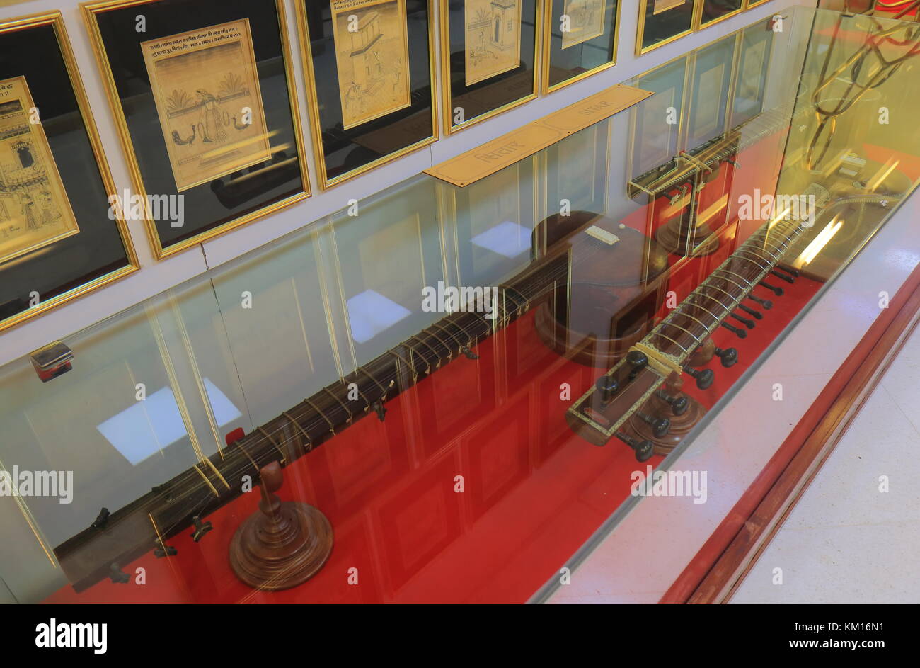 Historical musical instrument display at City Palace museum Udaipur ...