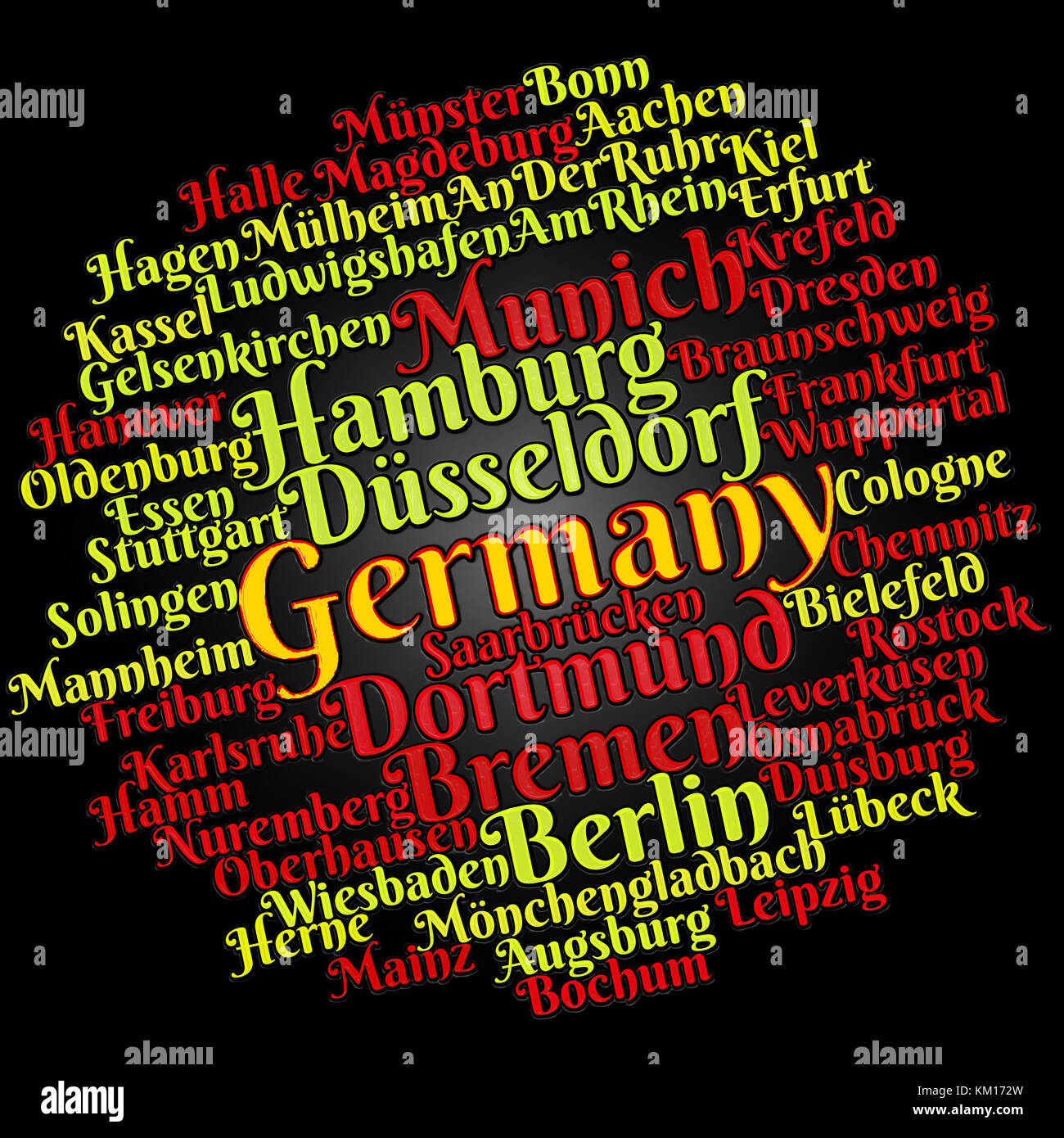 German cities word cloud concept Stock Photo - Alamy