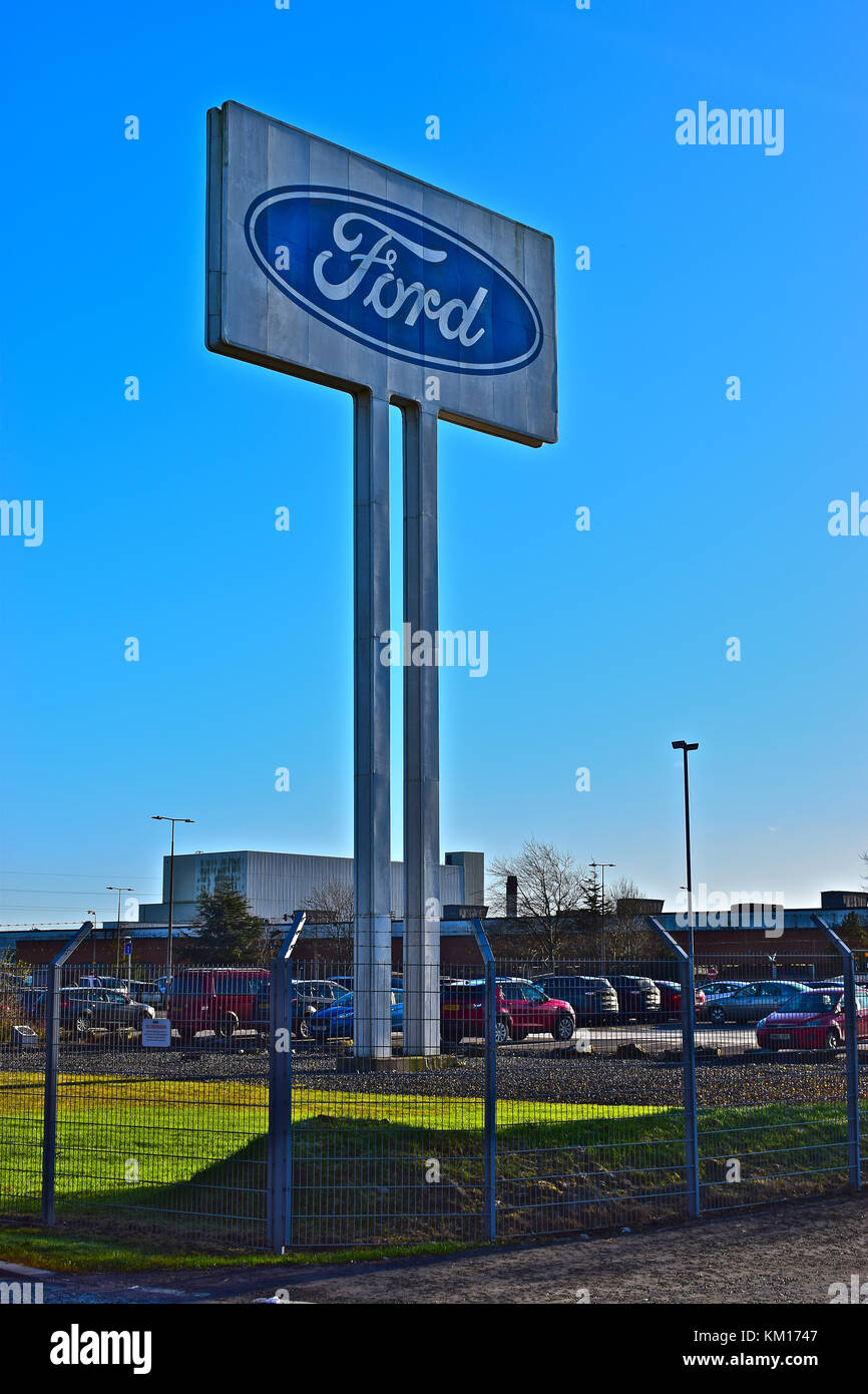 The tall Ford sign outside the large Ford Engine Plant at Bridgend ...