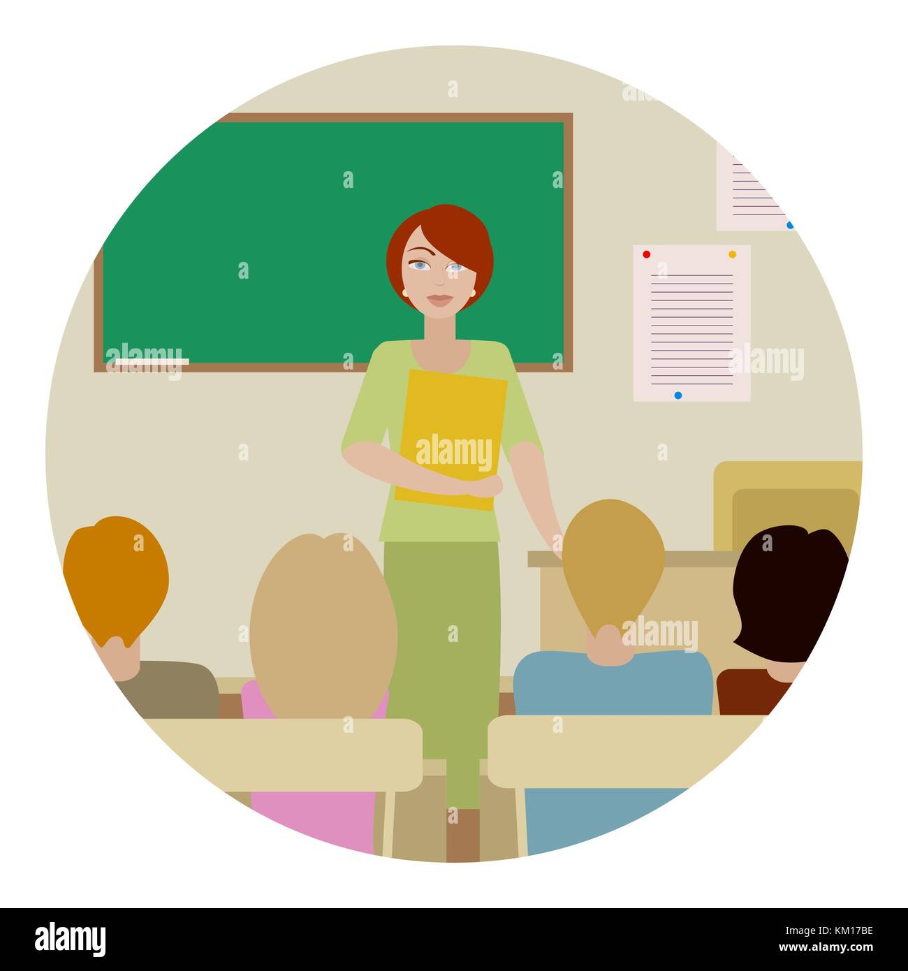 Round illustration of teacher in class Stock Vector Image & Art - Alamy
