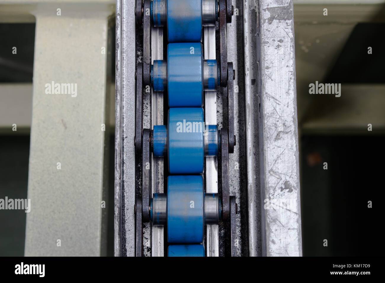 Blue conveyor line on factory, conveyor line Stock Photo - Alamy