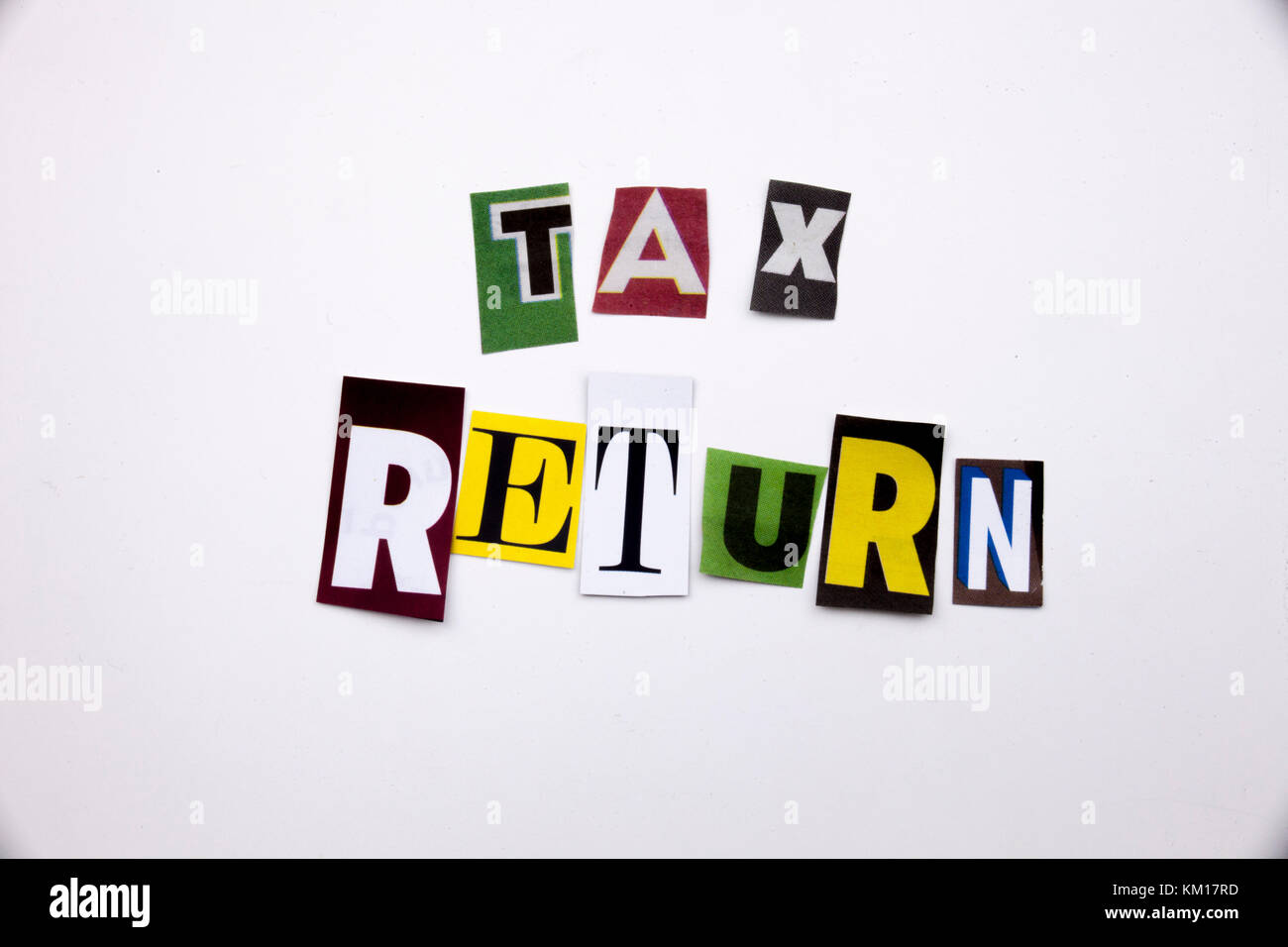 A word writing text showing concept of TAX RETURN made of different ...