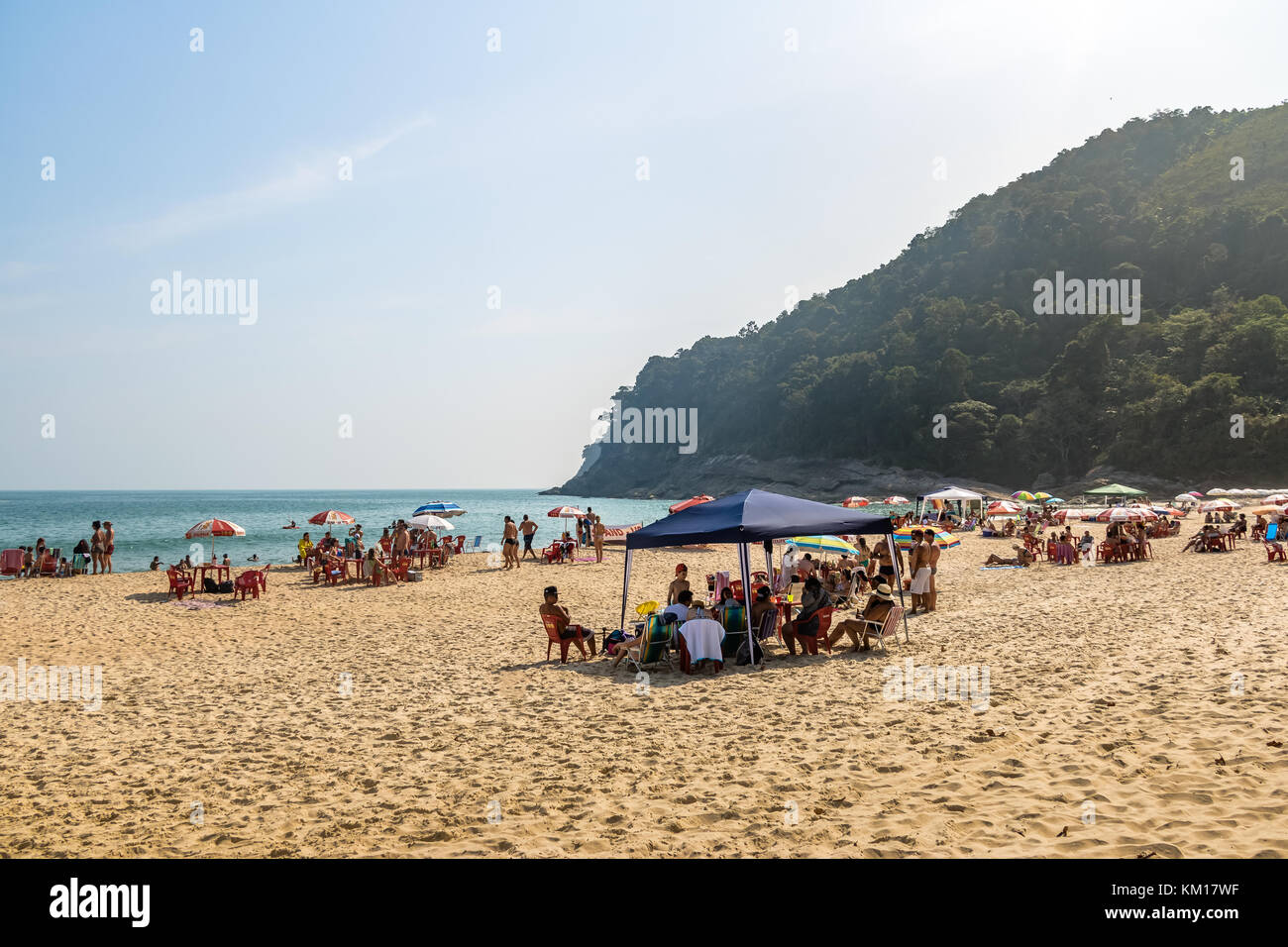 People at Praia de Santiago Beach - Sao Sebastiao, Sao Paulo, Brazil ...