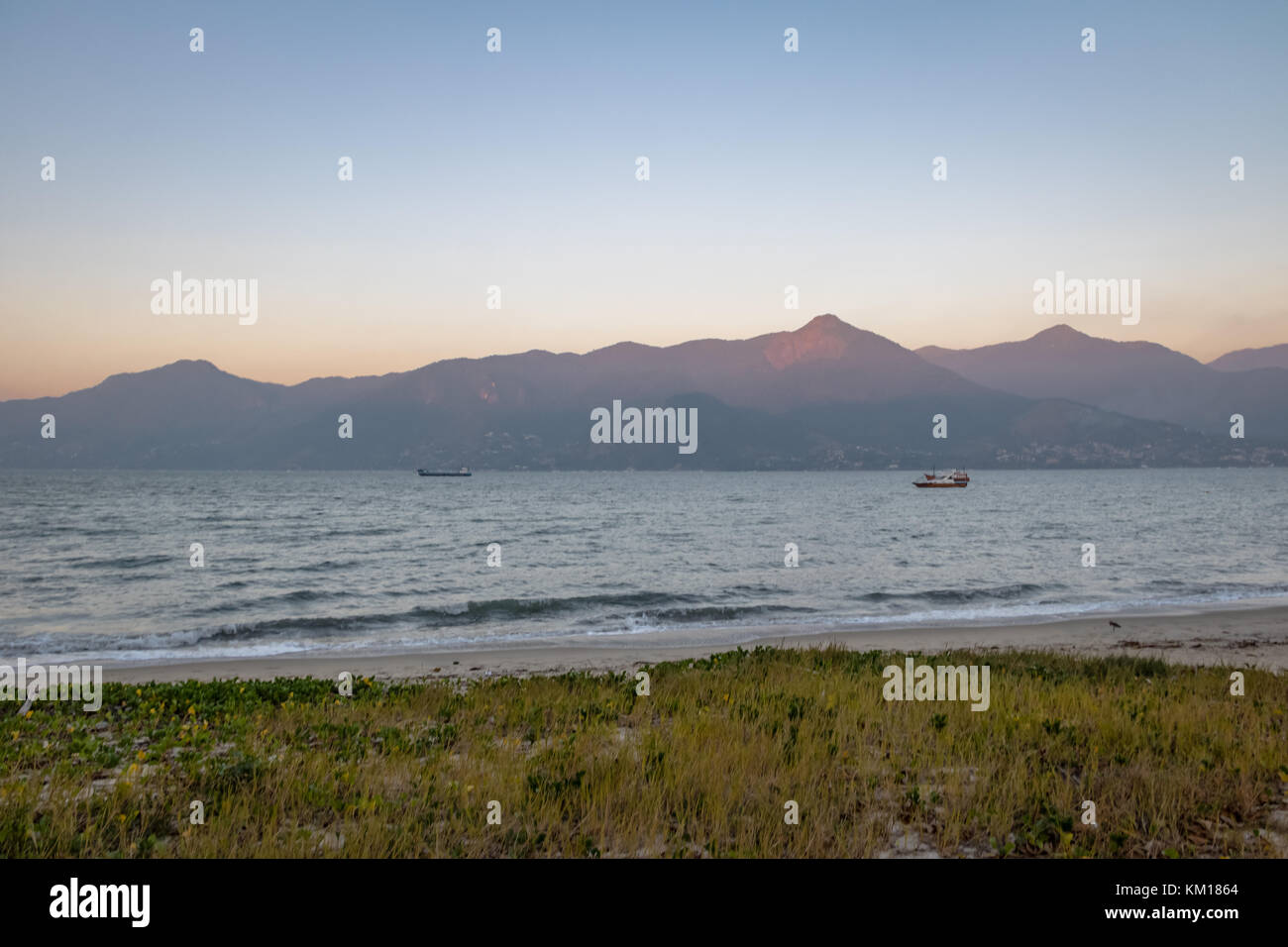 Downtown Sao Sebastiao Beach with Ilhabela on background - Sao ...