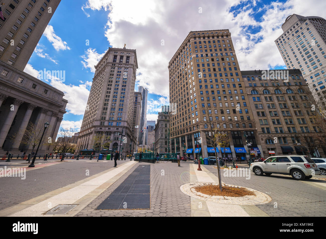 New York, USA - April 24, 2015: Centre Street view in Civic Center in ...